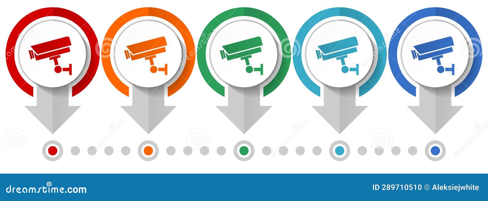Cctv Camera Vector Icon Set, Flat Design Infographic Template, Set ...