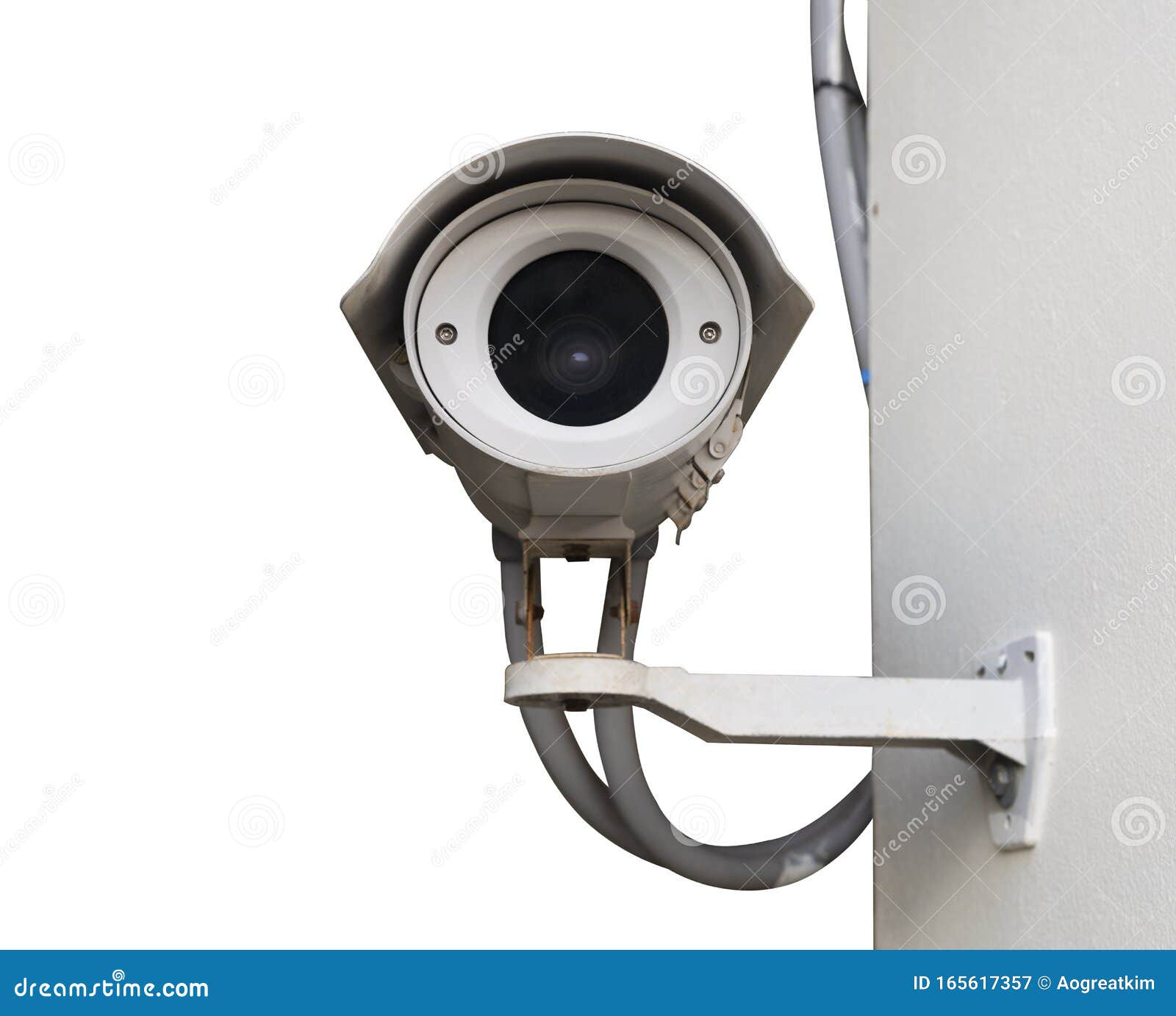 CCTV Camera on Wall Isolated on White Background Stock Image - Image of ...