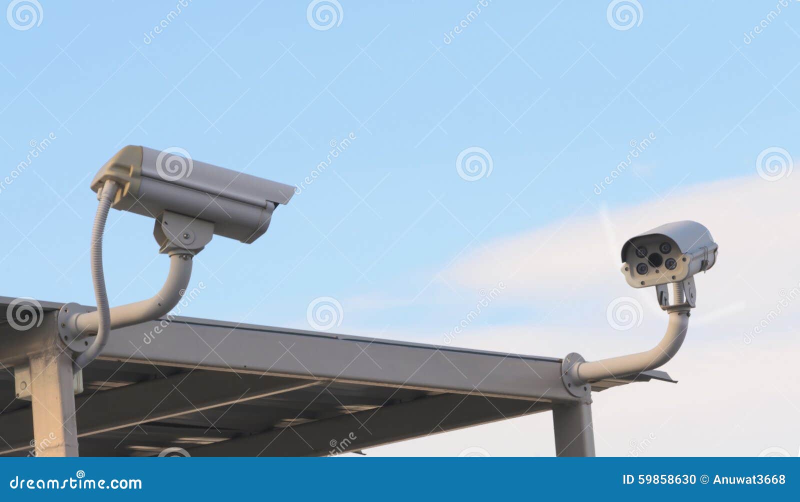 CCTV Camera Was Installed in the Corridor for Observation Stock Photo ...
