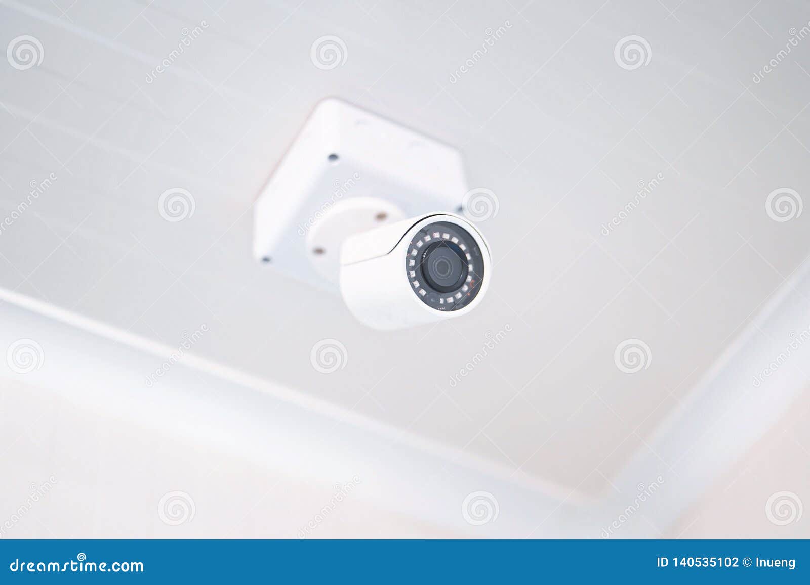CCTV Camera on White Ceiling. Stock Photo - Image of digital, crime ...