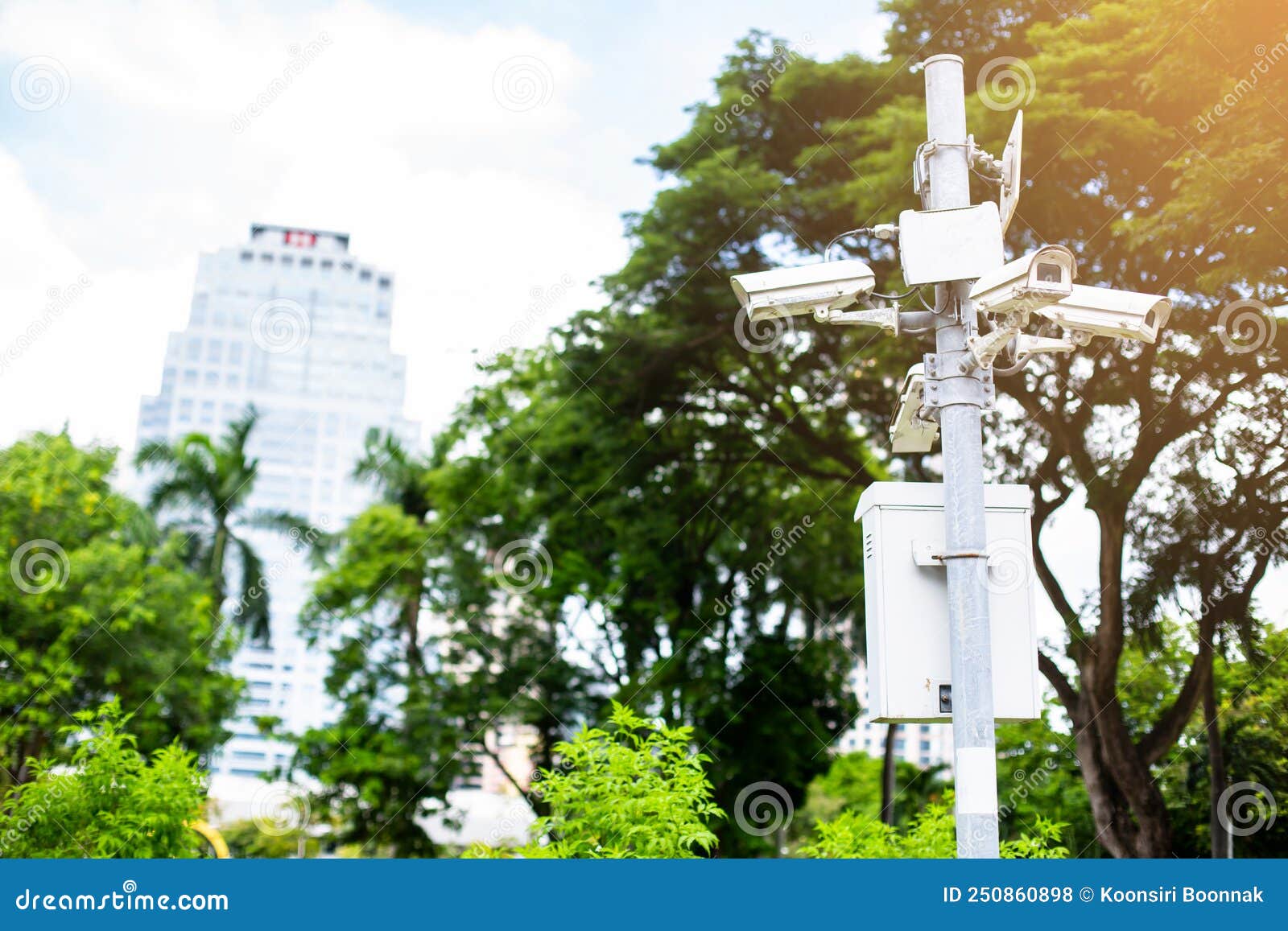 CCTV Camera and WIFI Access Point are Installation on Tower Stock Photo ...