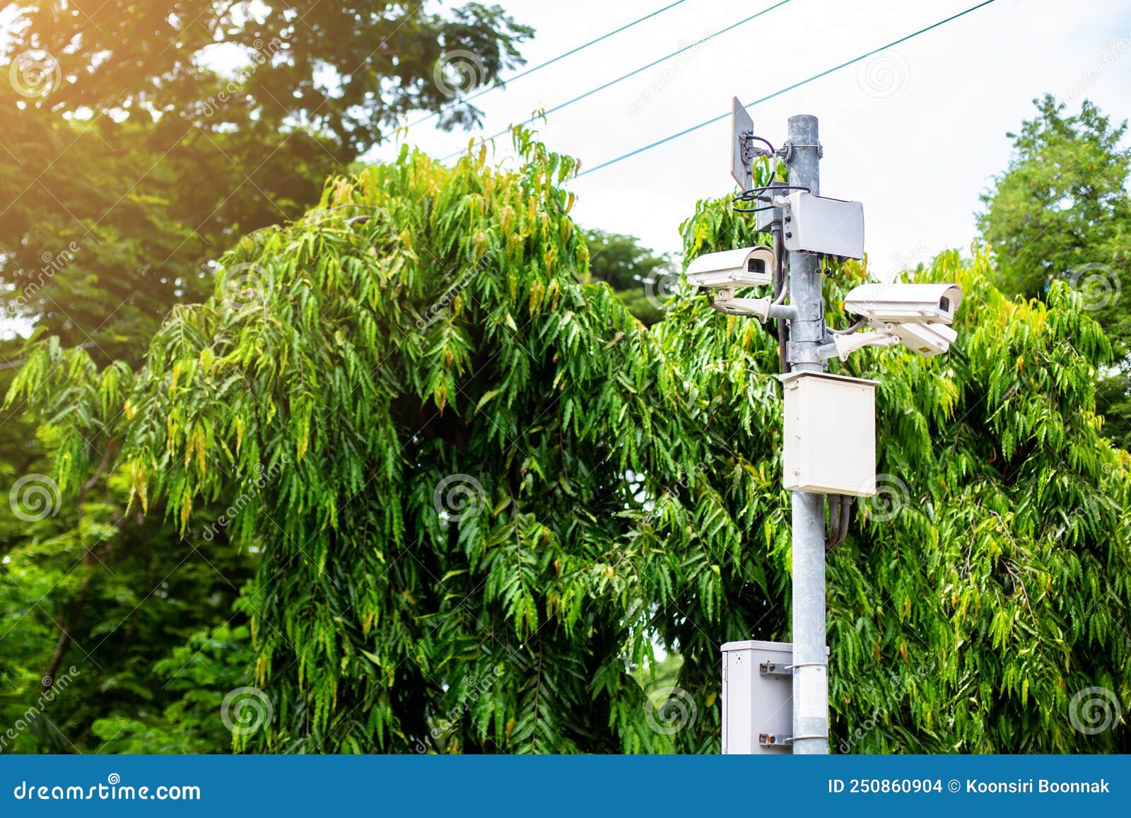 CCTV Camera and WIFI Access Point are Installation on Tower Stock Photo ...
