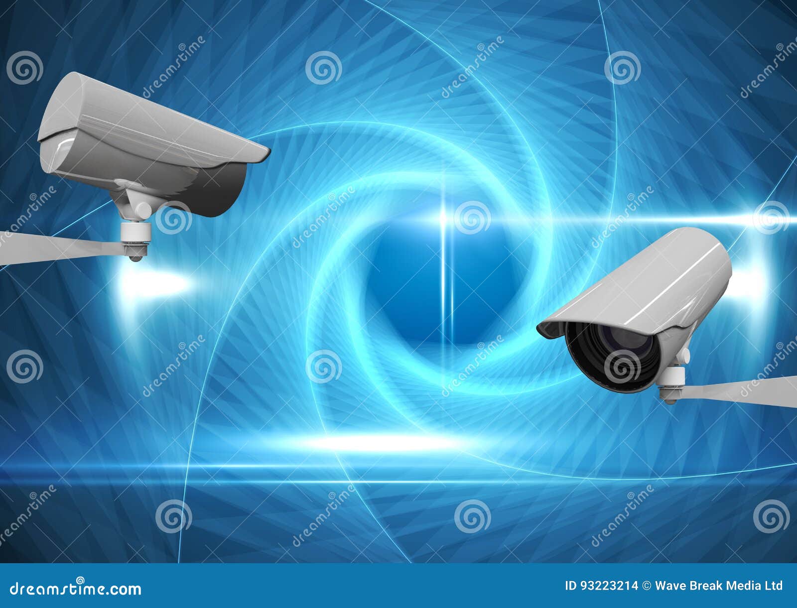 CCTV Cameras Against Blue Abstract Background Stock Illustration ...