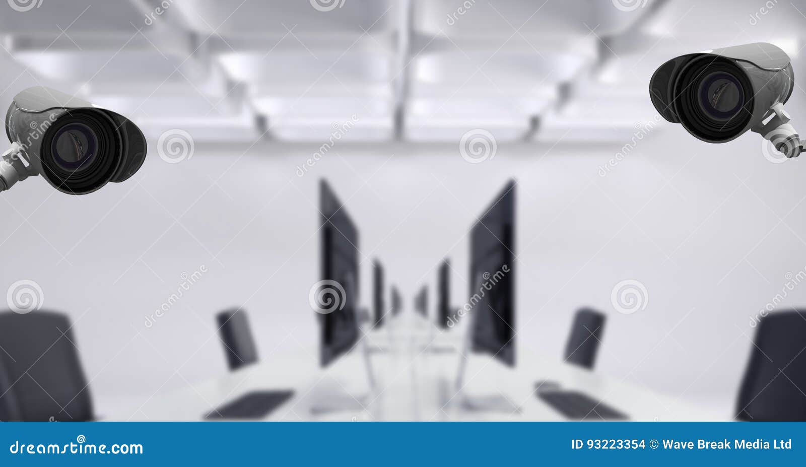 CCTV Cameras in Conference Room with Computers and Chairs Stock Photo ...