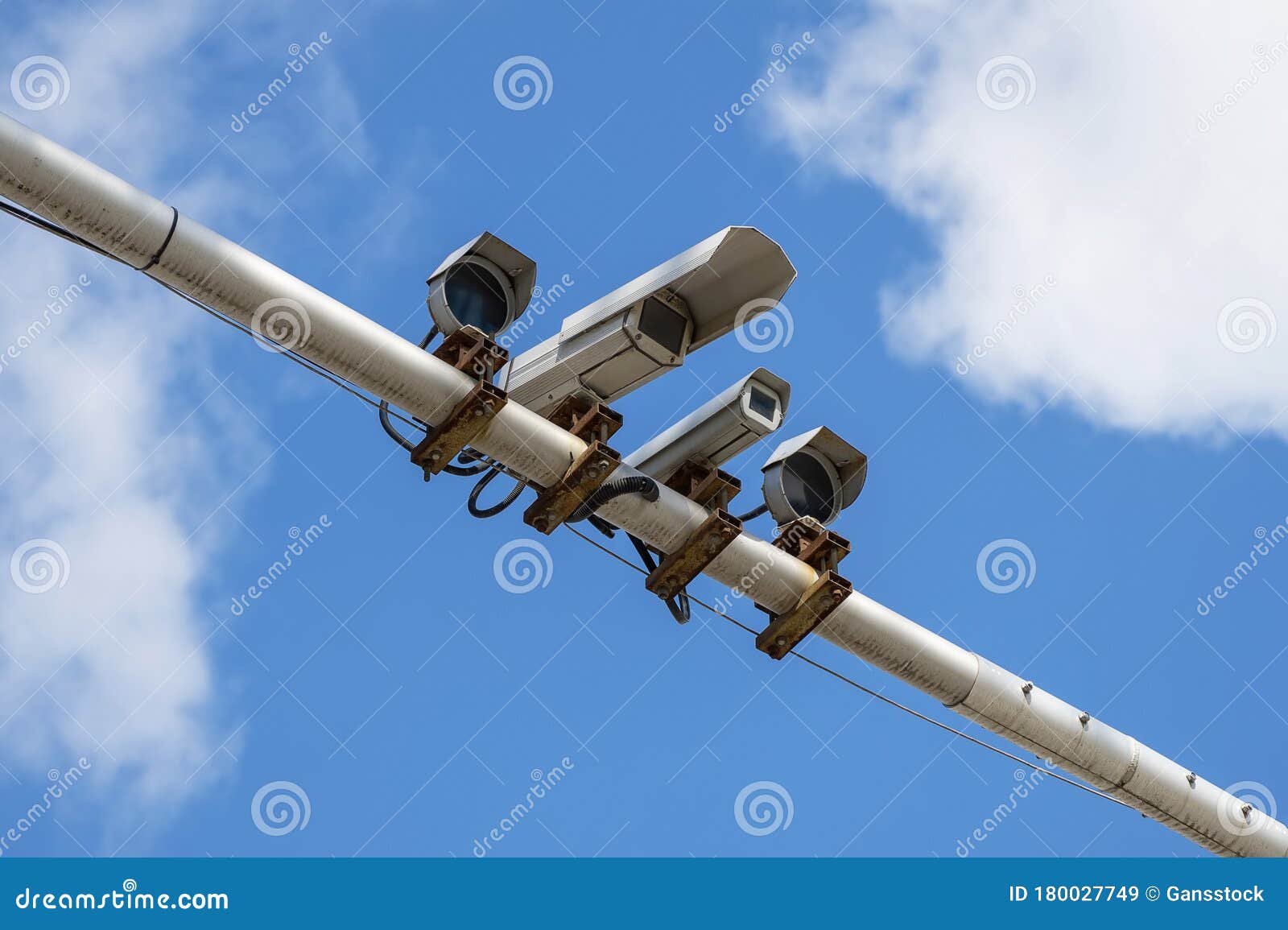 CCTV Cameras With A Fixed Speed On A Horizontal Column With Backlight ...