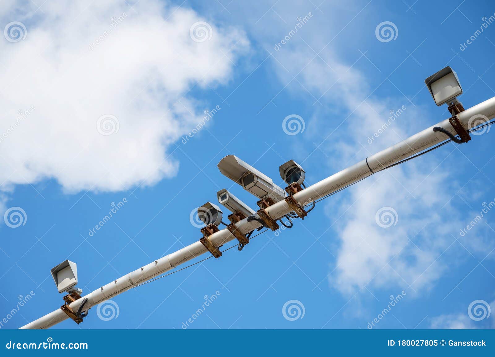 Cameras And Speed Control Radars Along A Busy Highway Monitor And ...