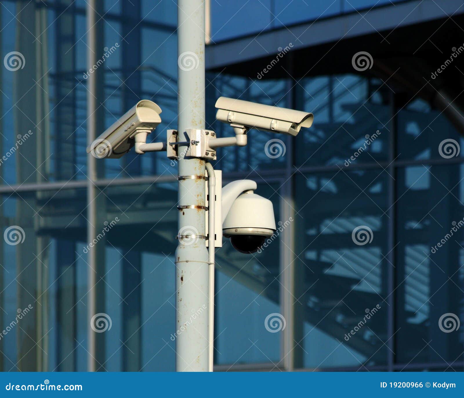 Cctv Cameras on Front of Modern Glass Building Stock Photo - Image of ...