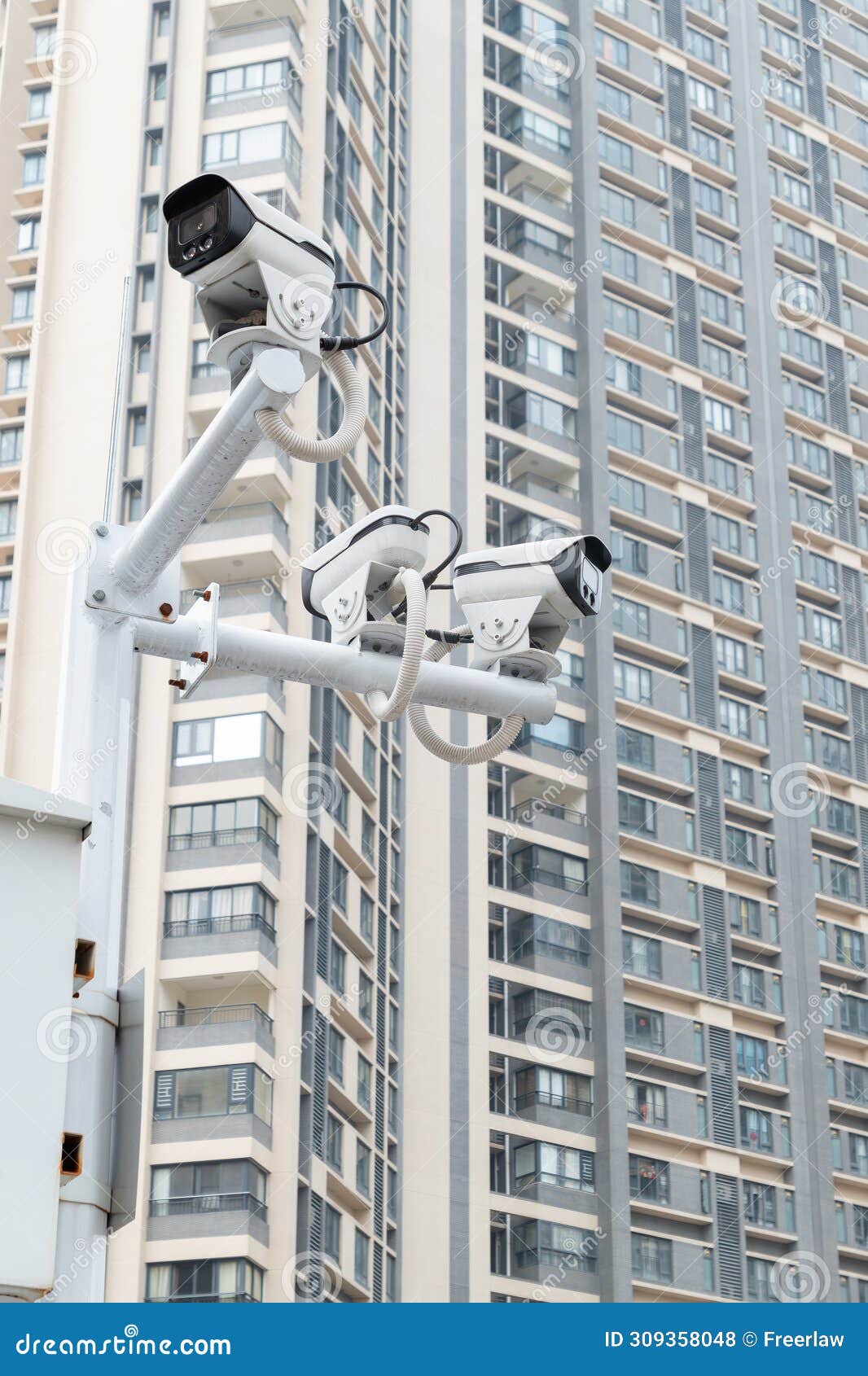 CCTV Cameras in Front of Residential Buildings Vertical Composition ...