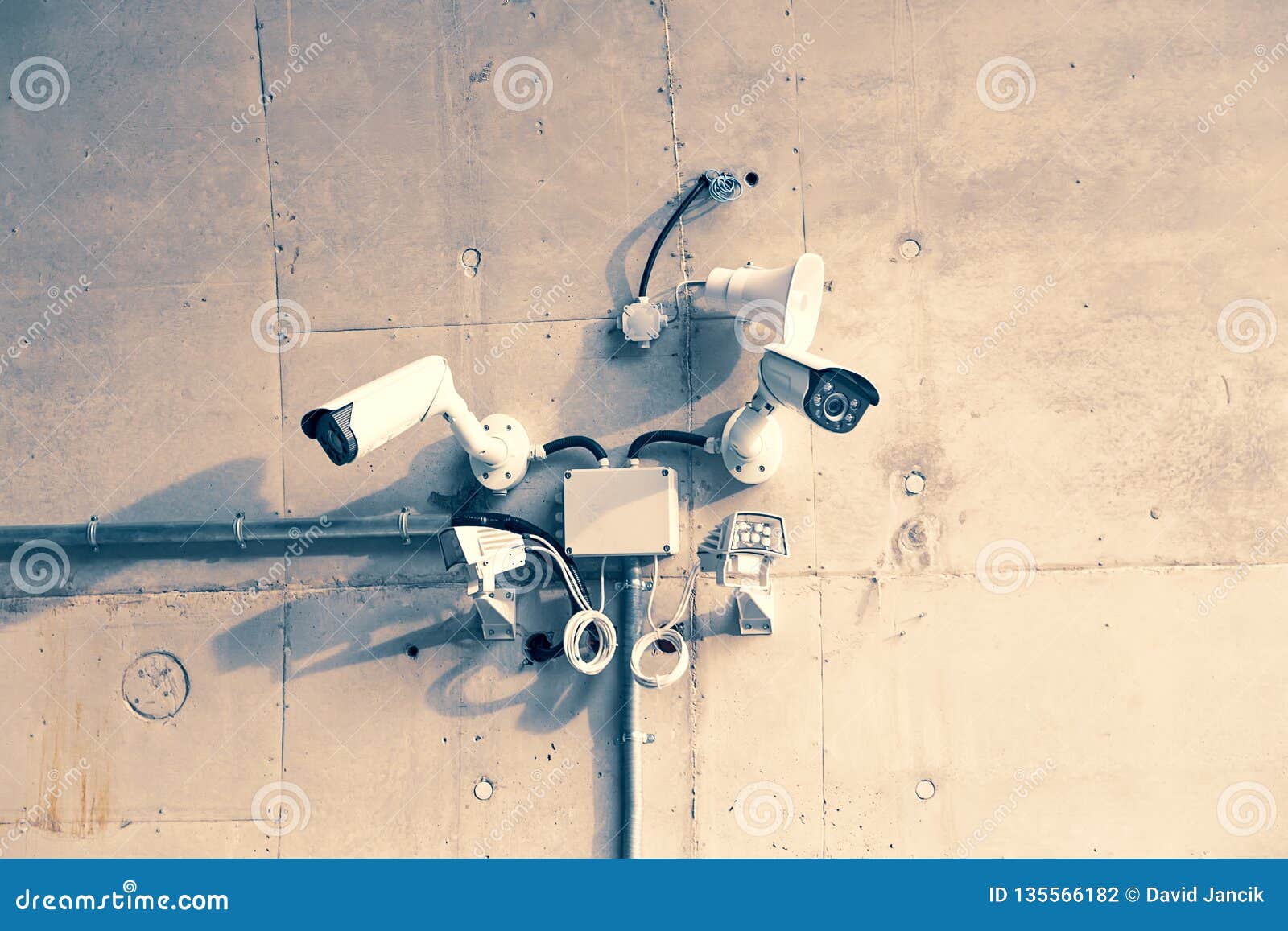 CCTV Cameras with Motion Sensors Stock Photo - Image of video, lens ...