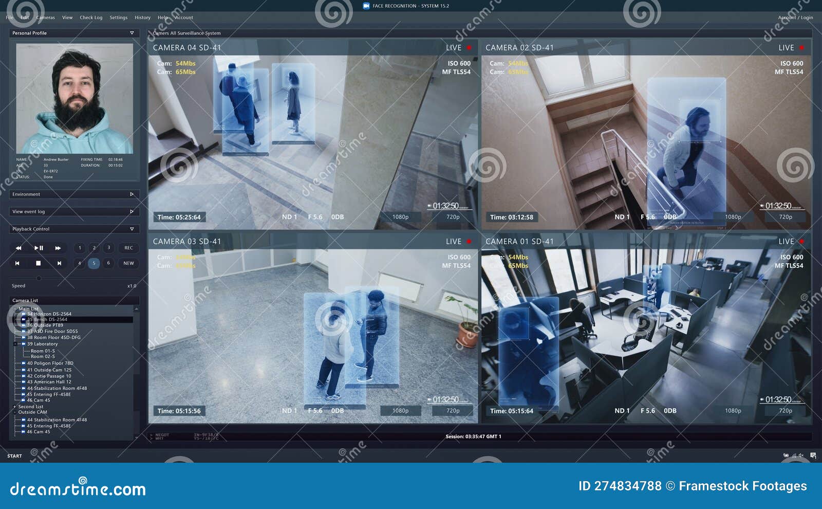 CCTV Cameras with Recognition System in Office Stock Photo - Image of ...