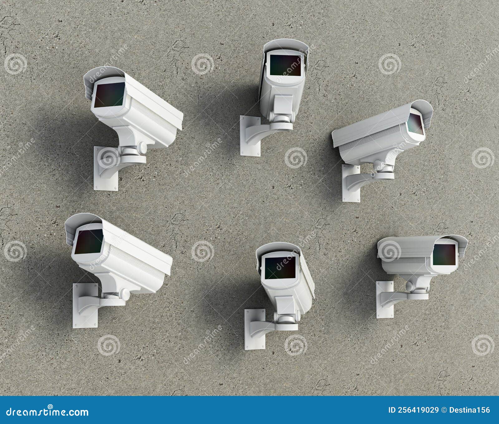 CCTV Cameras on the Wall. 3D Illustration Stock Illustration ...