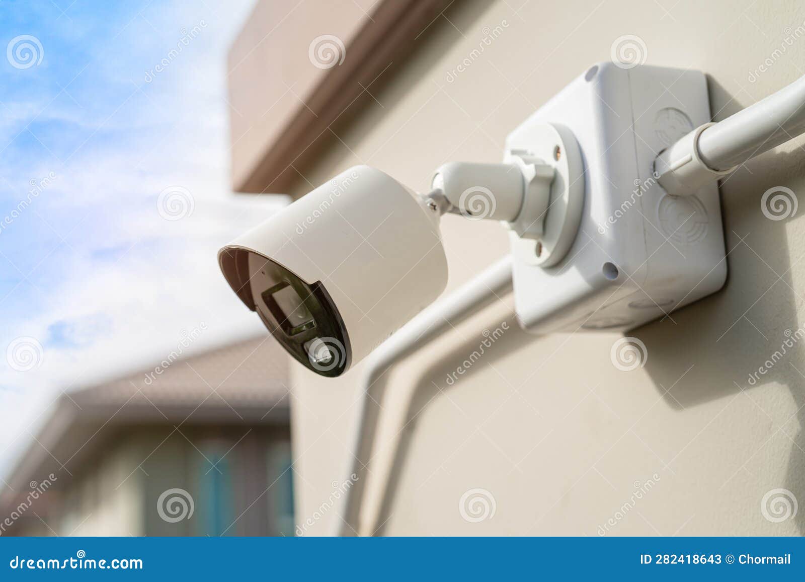 CCTV Closed Circuit Camera at Wall House, Security System Concept Stock ...