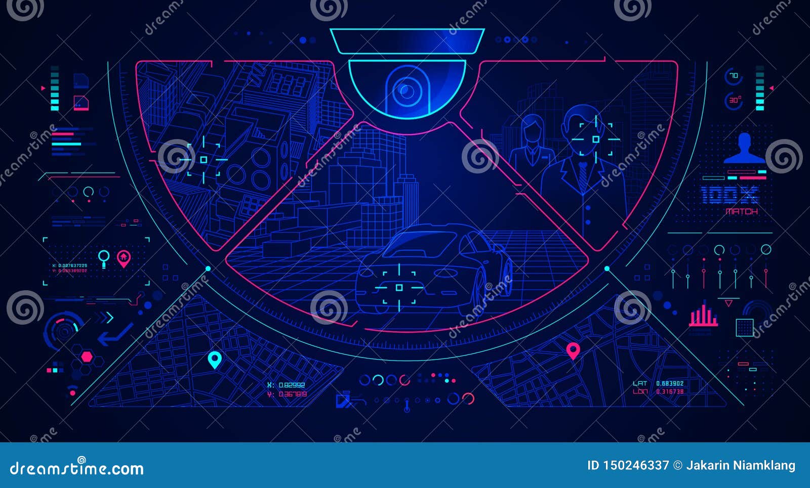 CCTV stock vector. Illustration of display, background - 150246337