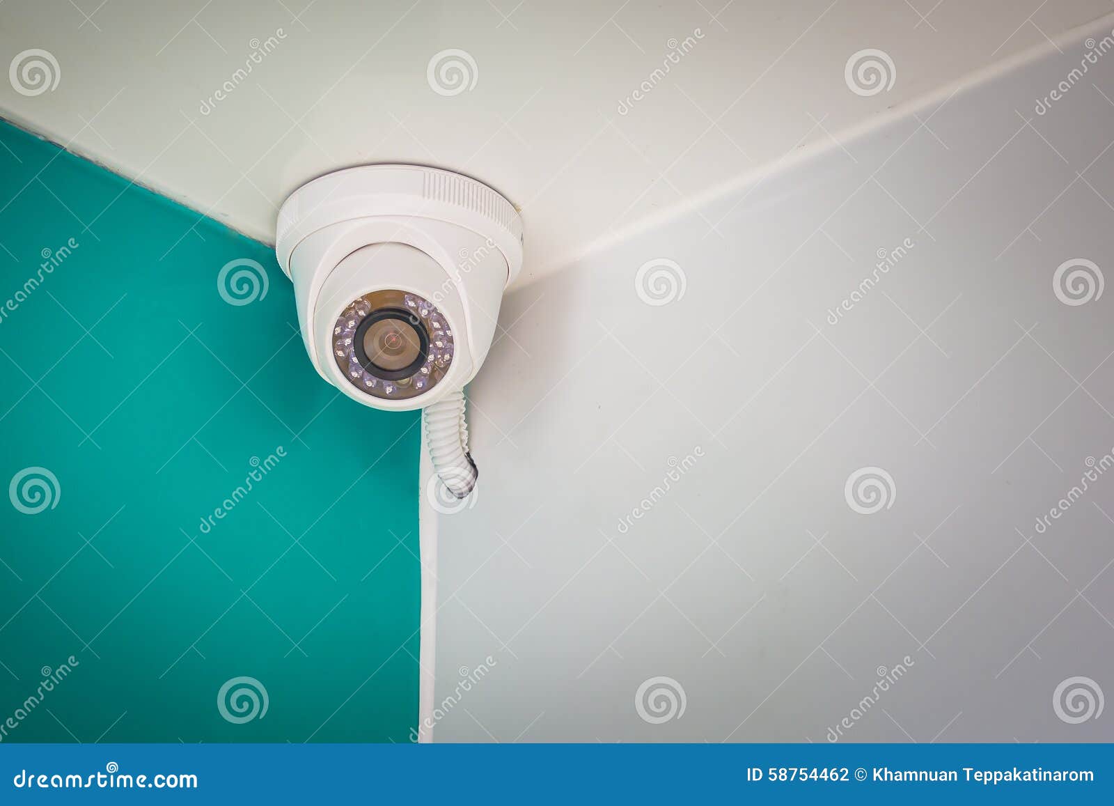 CCTV in a corner stock photo. Image of green, ceiling - 58754462