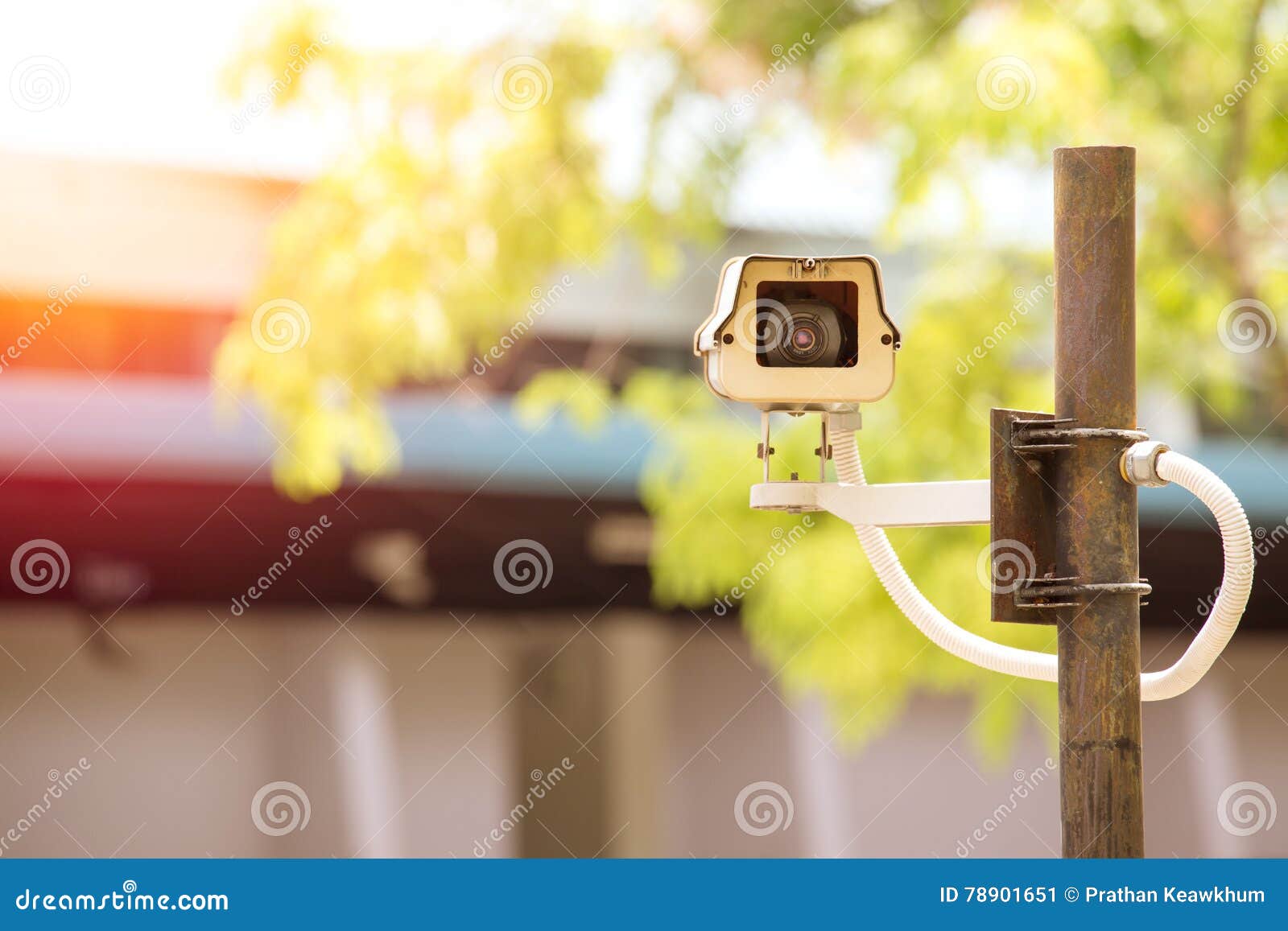 Cctv for Crime Prevention with Flare and Sunlight Stock Image - Image ...