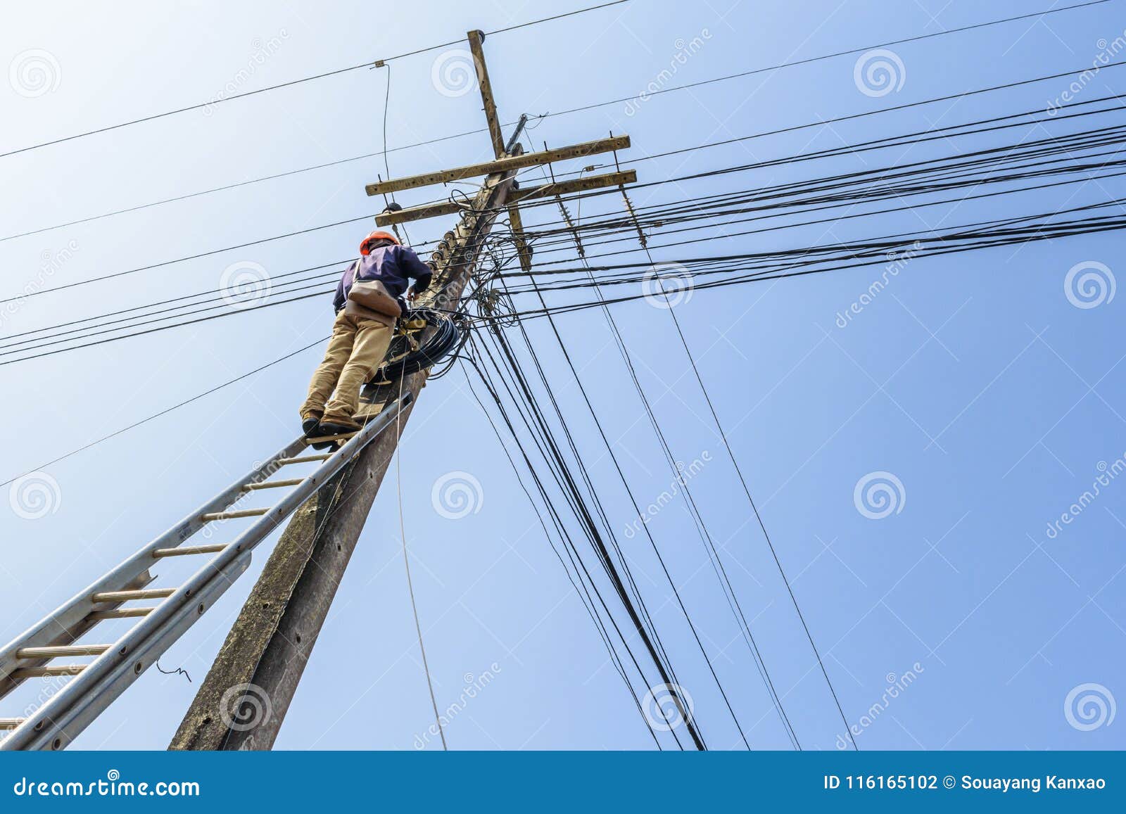 CCTV With High Voltage Pole Background, Surveillance Camera System For ...