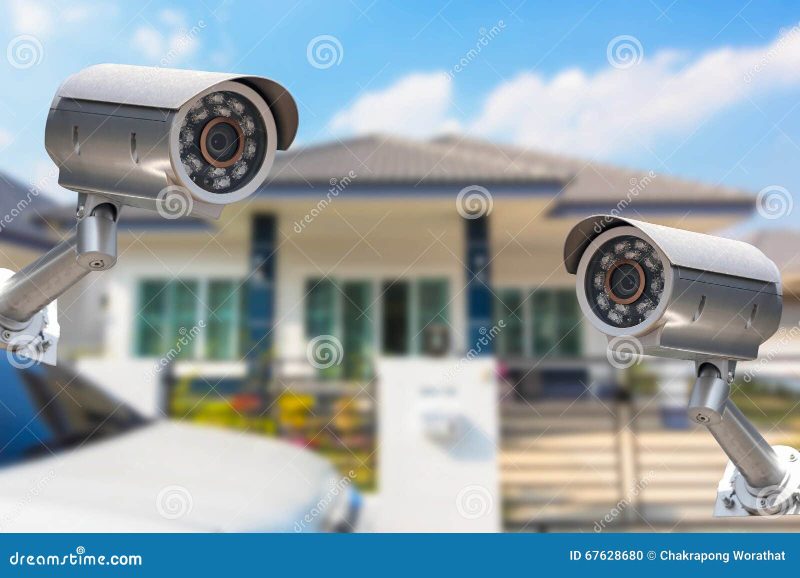 CCTV Home Camera Security Operating at House. Stock Photo - Image of ...