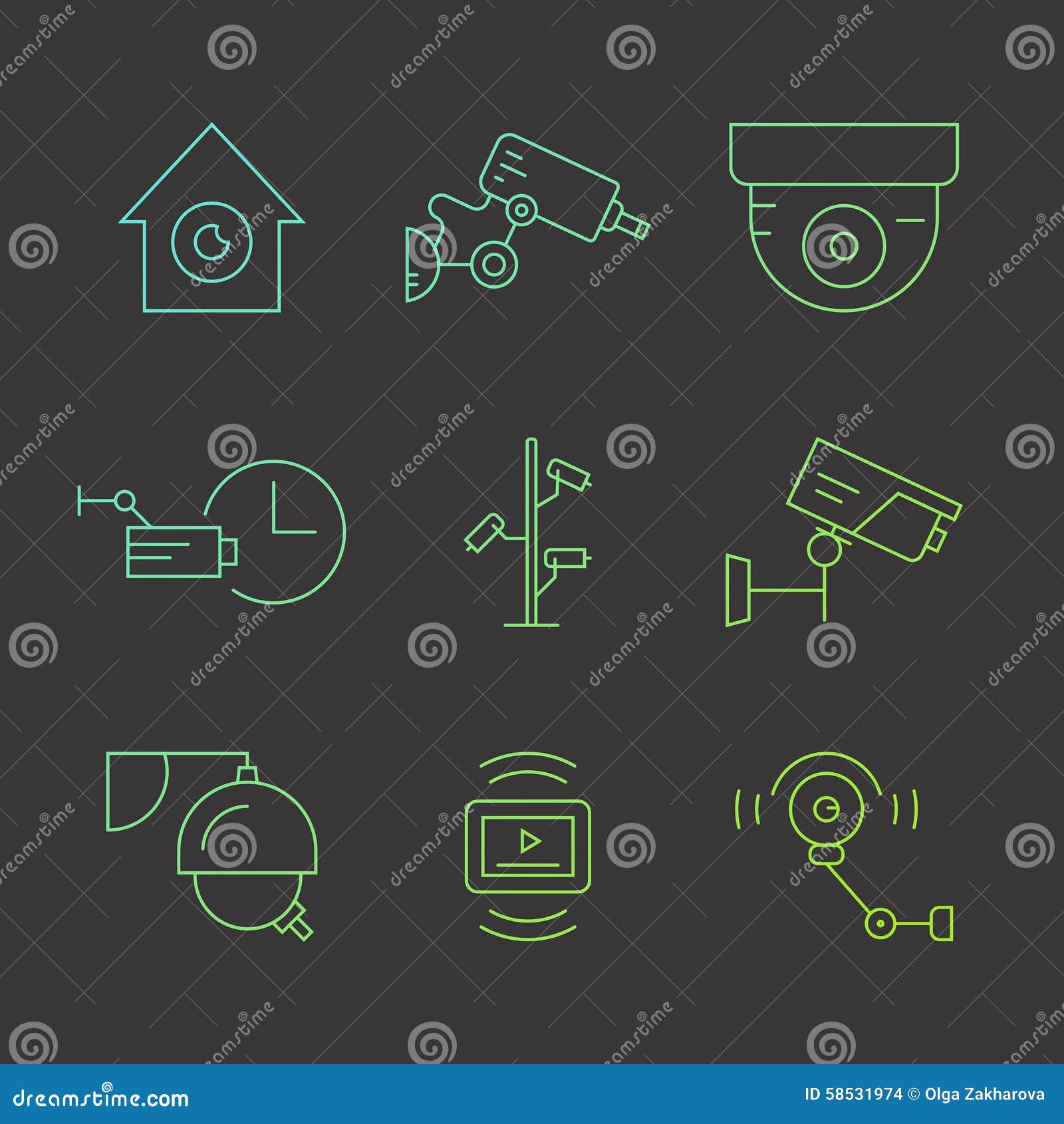 CCTV icons stock vector. Illustration of icon, element - 58531974