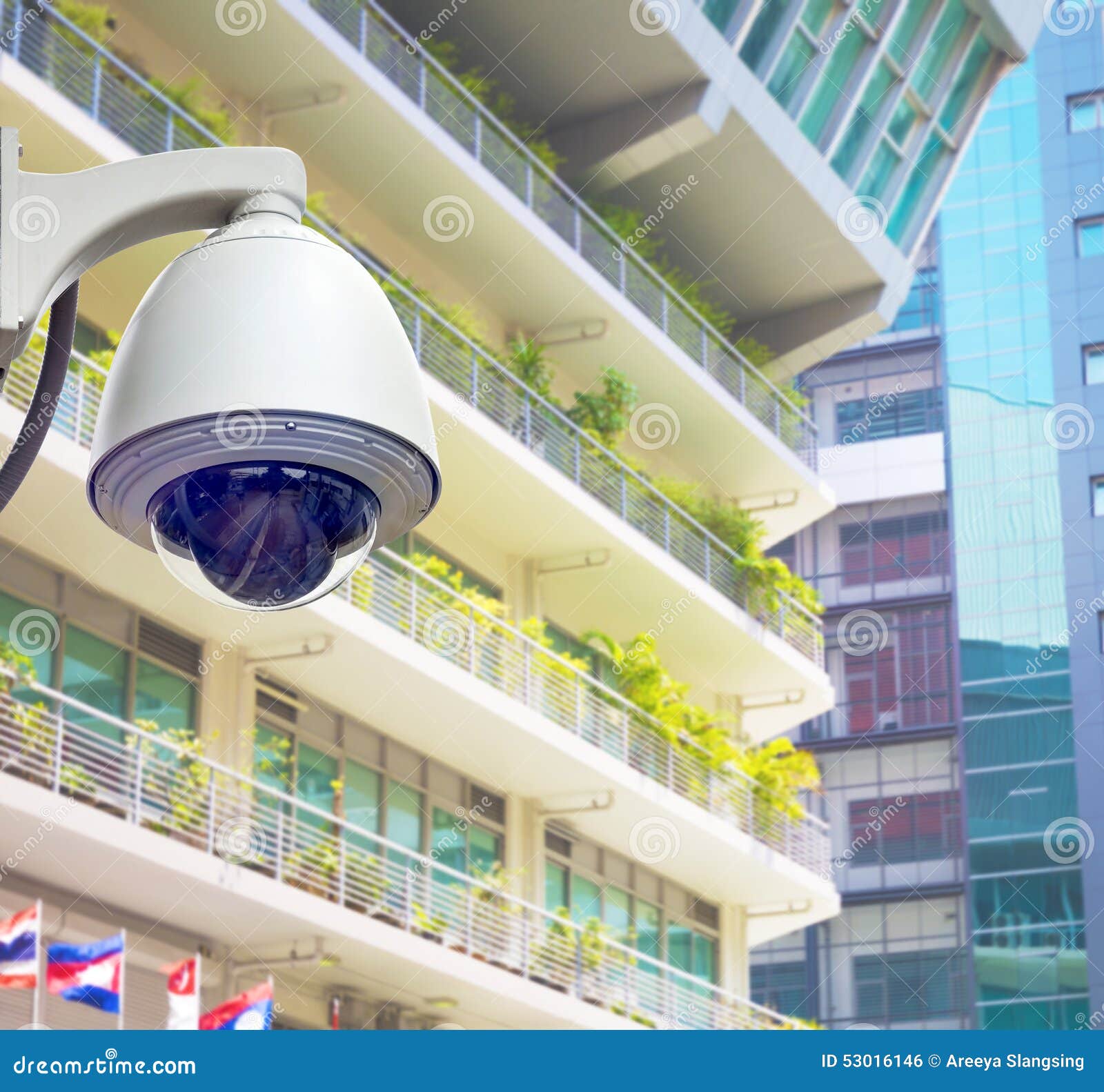 Cctv Installed on the Wall in Front of the Building Stock Photo - Image ...