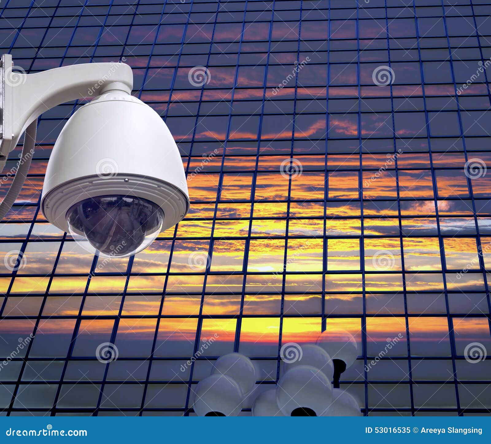 Cctv Installed on the Wall on Window Glass of Building Stock Image ...