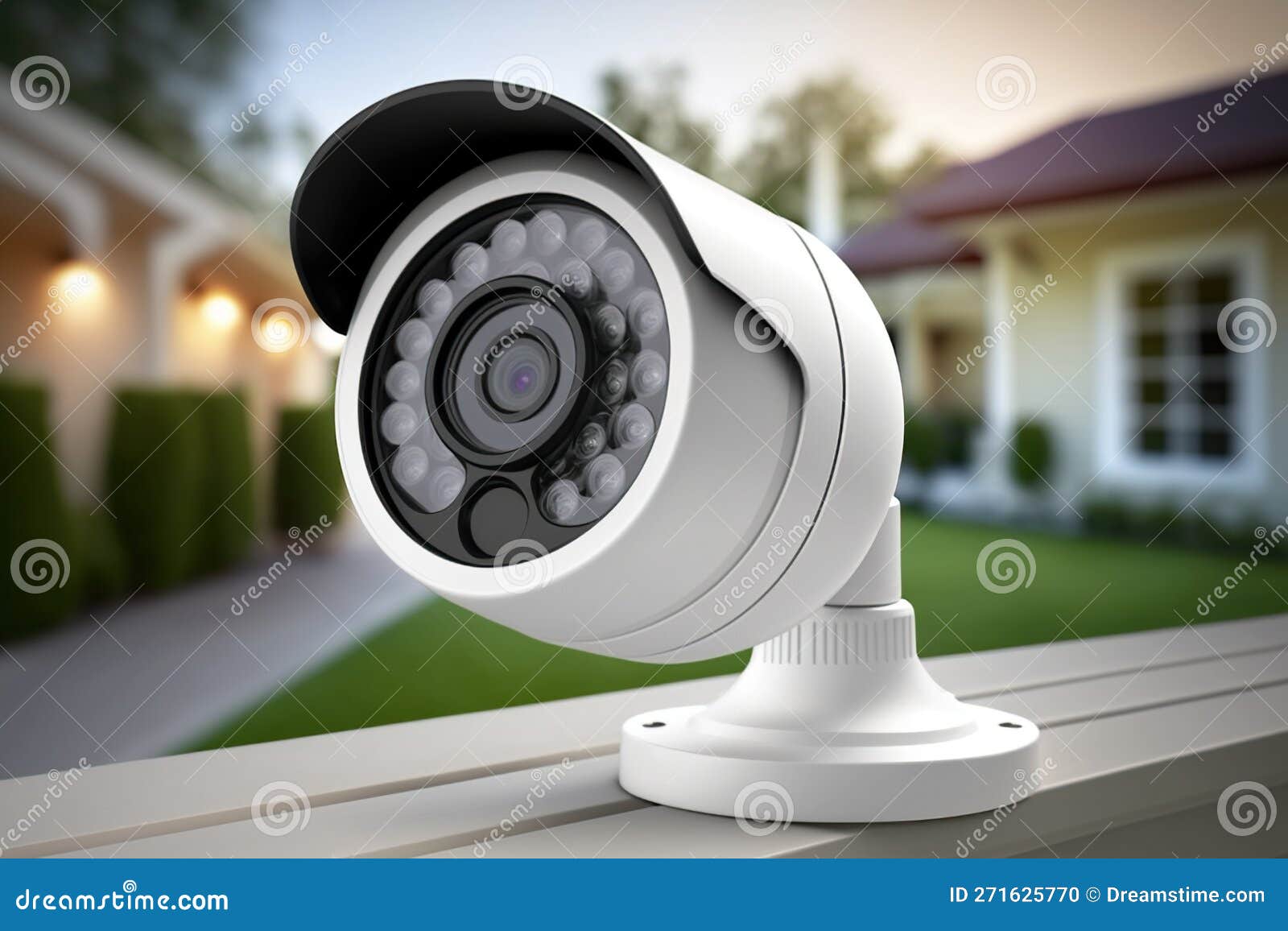 CCTV IP Camera Wireless on House Wall with Copy Space, Security Outdoor ...