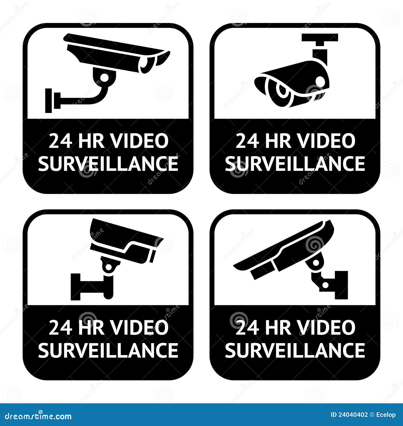 CCTV Labels, Set Symbol Security Camera Pictogram Vector Illustration ...
