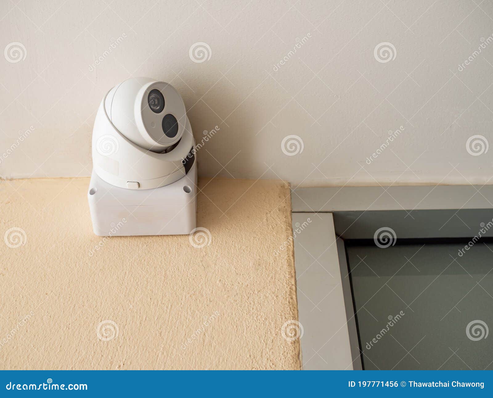 CCTV is Located on the Wall Under the White Ceiling Stock Photo - Image ...
