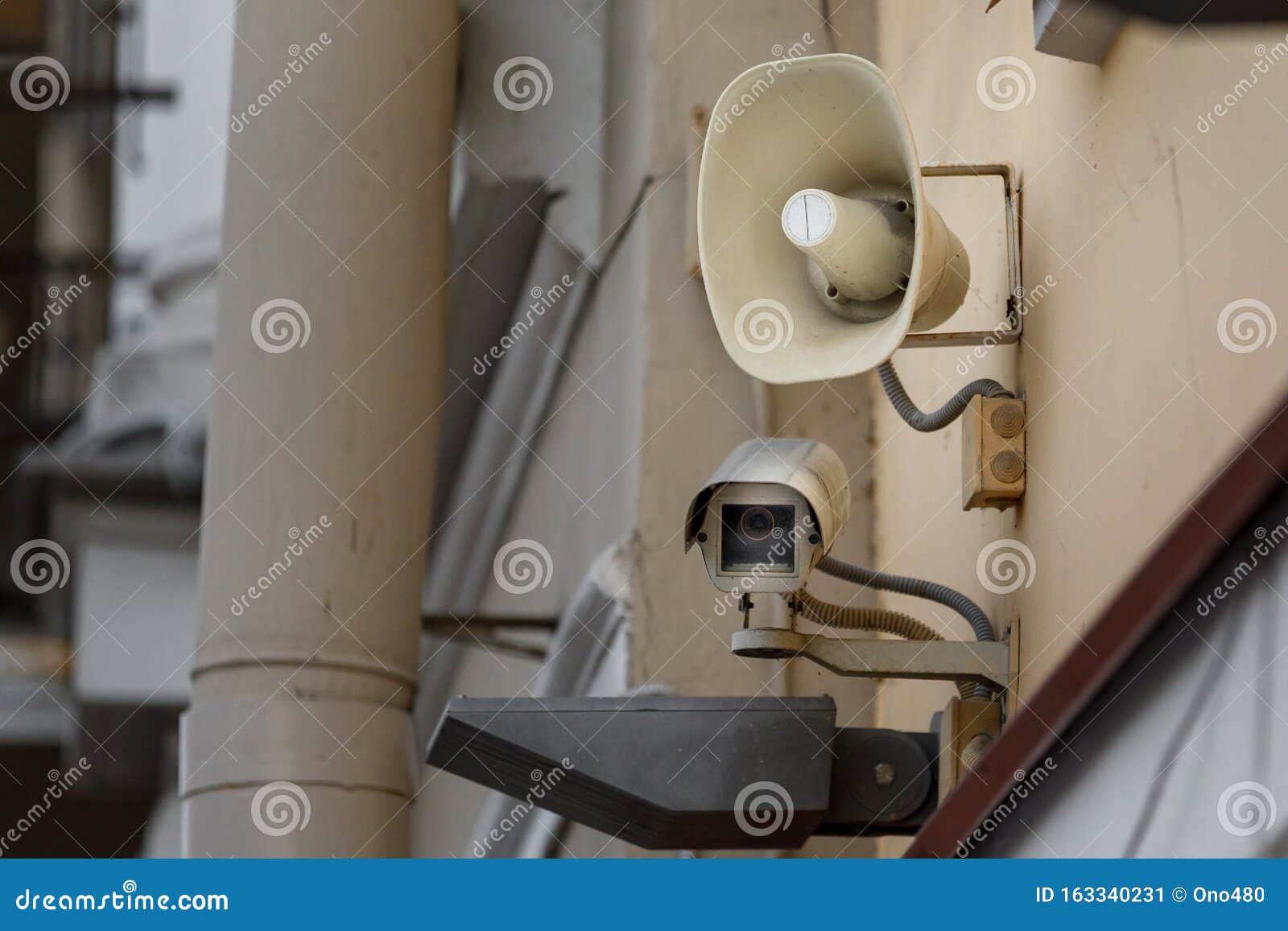 Cctv and Loudspeaker. Outdoor Surveillance and Tracking Security Camera ...