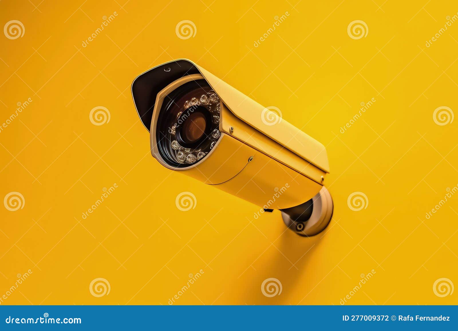 CCTV Modern Surveillance Camera on a Yellow Wall, AI Generated Stock ...