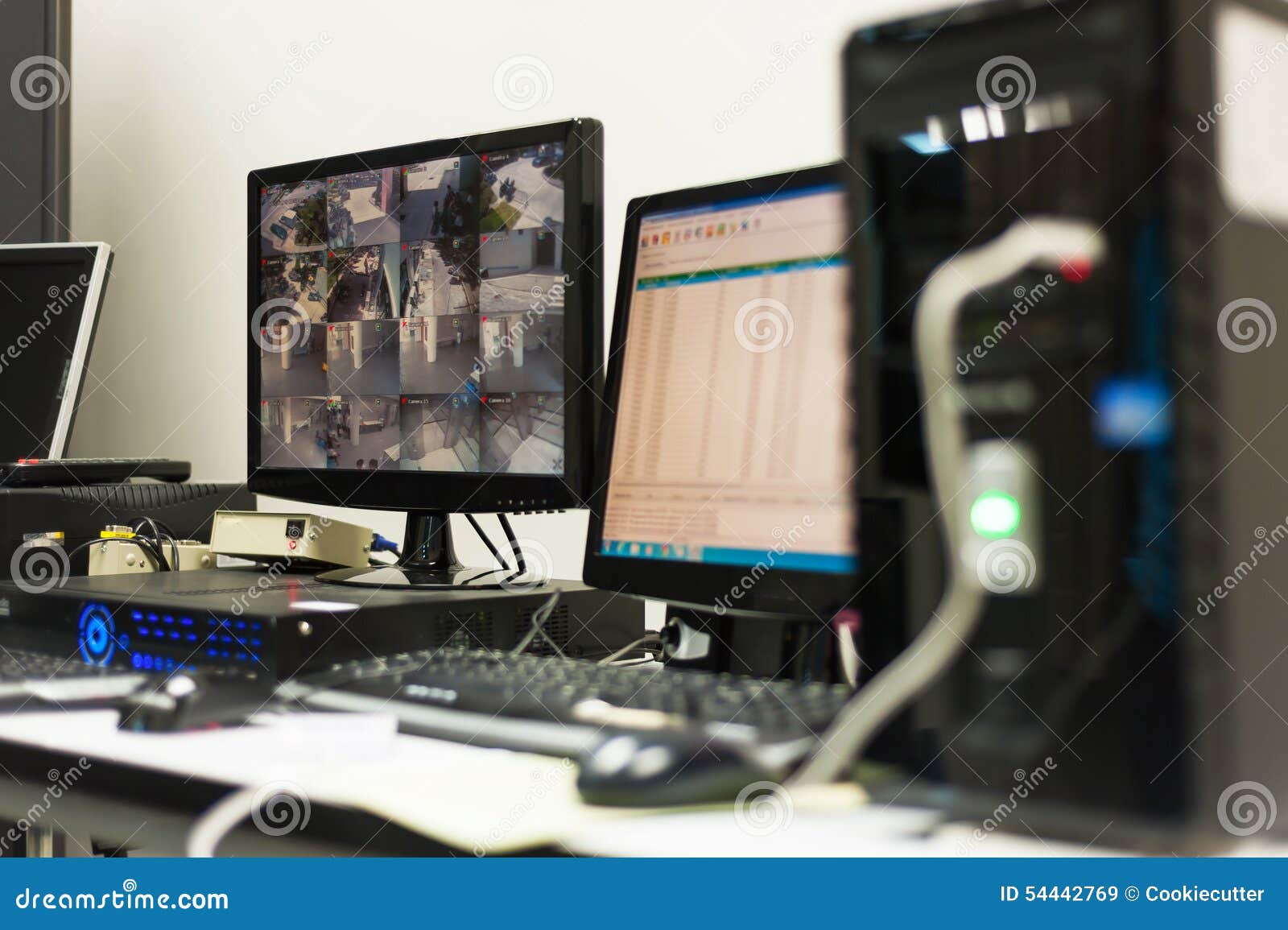 Cctv Monitor in Security Room Center Stock Image - Image of person ...