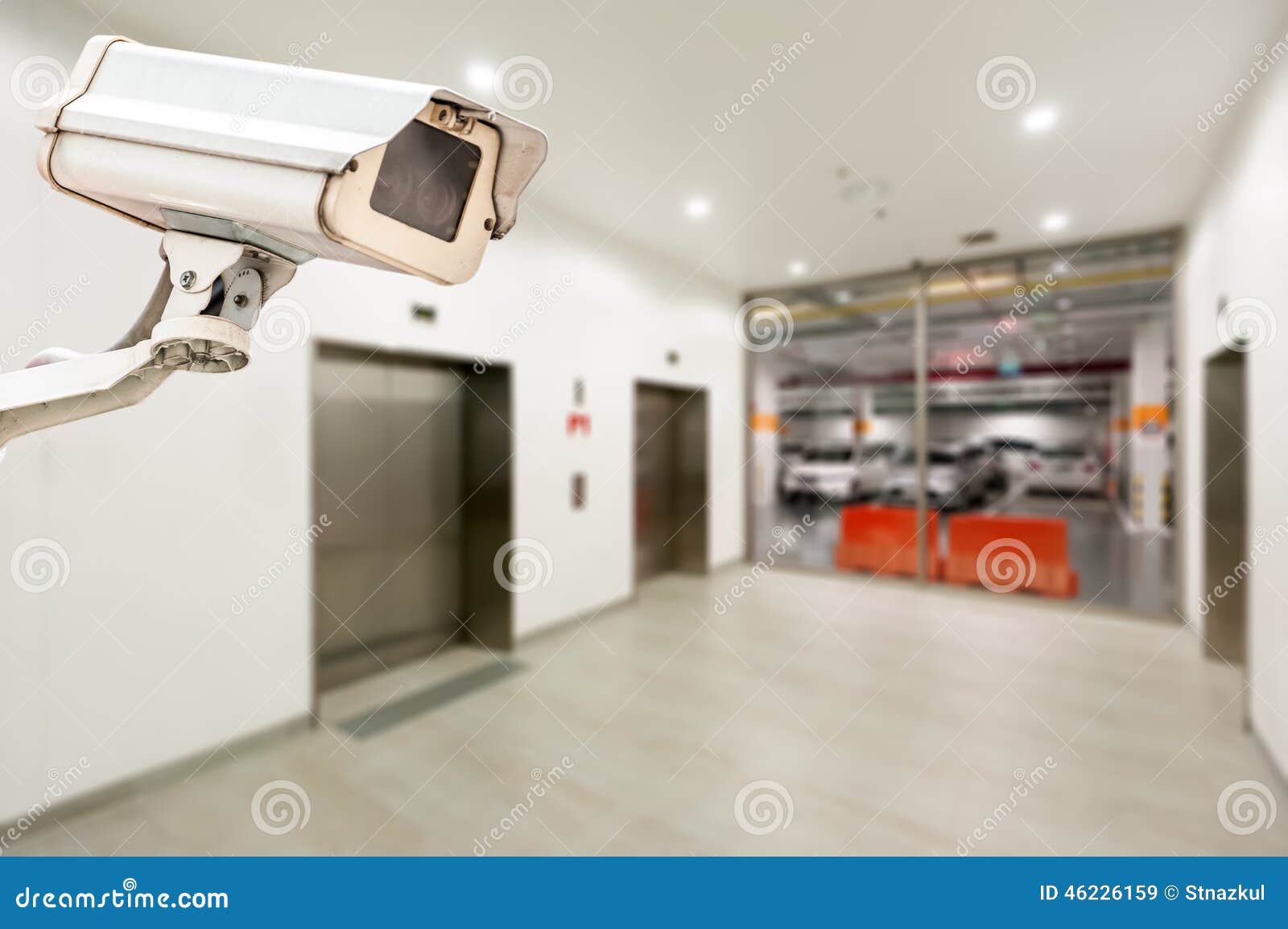 CCTV Operating in Car Park Building Stock Image - Image of electronic ...