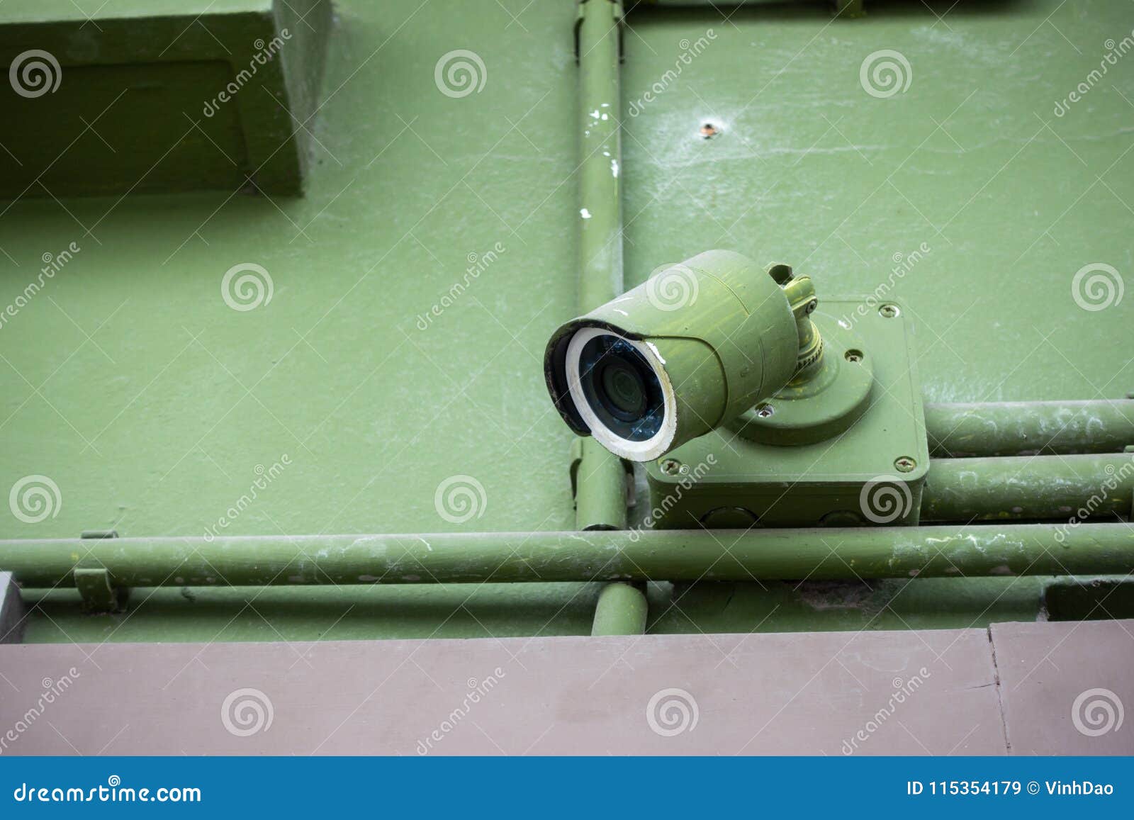 CCTV Security Camera Against Building All in Green Color Stock Image ...