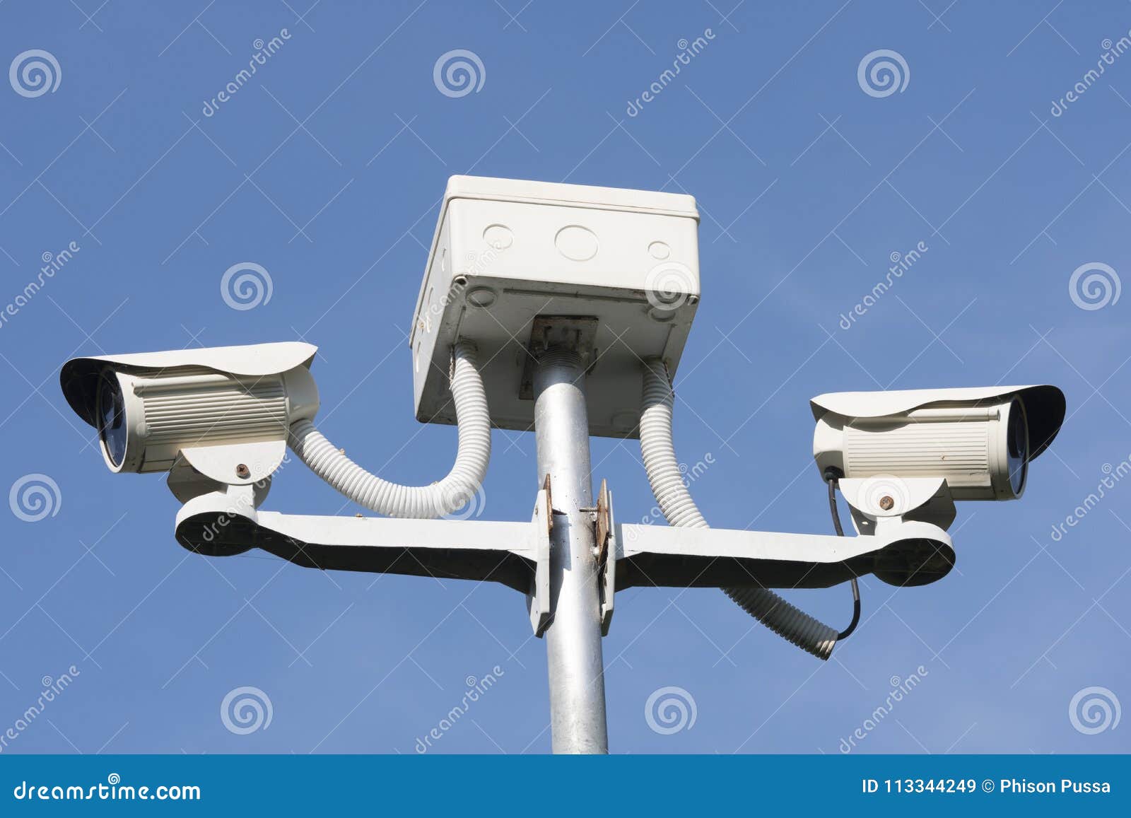 Cctv Security Camera on Blue Background Stock Image - Image of blue ...