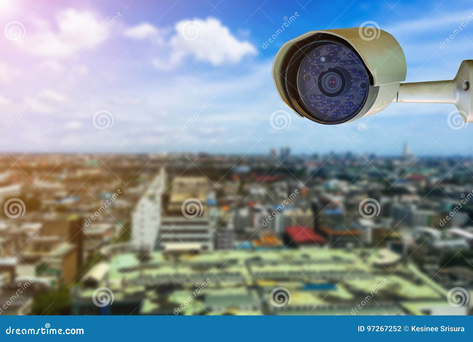 CCTV Security Camera with Blurred Cityscape Background Stock Photo ...
