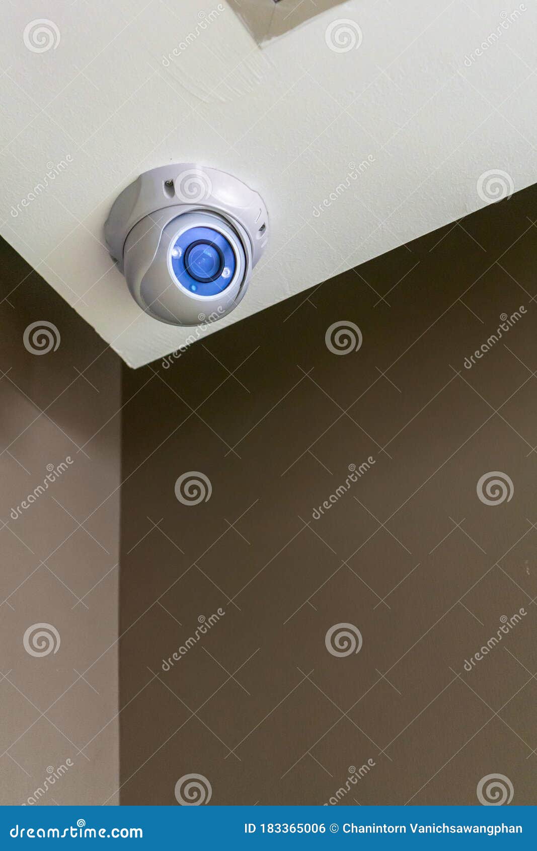 CCTV Security Camera on Ceiling in Office Zone Stock Photo - Image of ...
