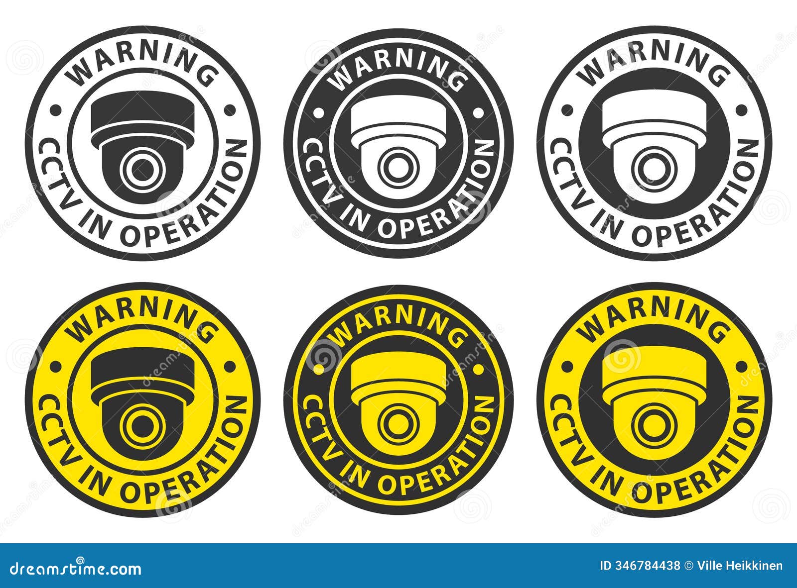 CCTV Security Camera Circle Sign Icon Set. Security Cameras in Use ...