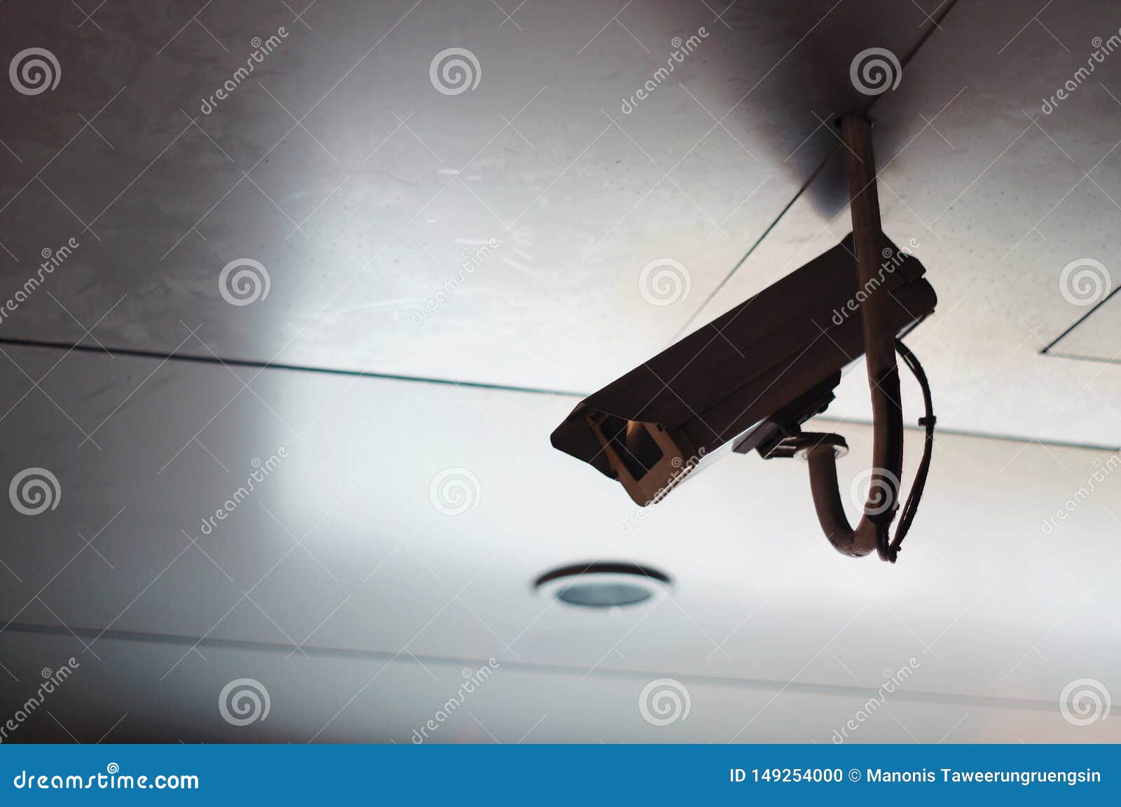 CCTV Security Camera Installed on Aluminum Ceiling Stock Photo - Image ...