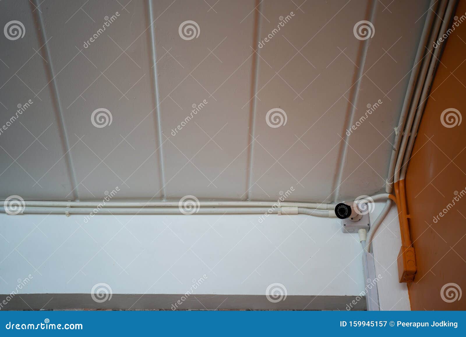 CCTV Security Camera Installed on Ceiling Building Stock Image - Image ...