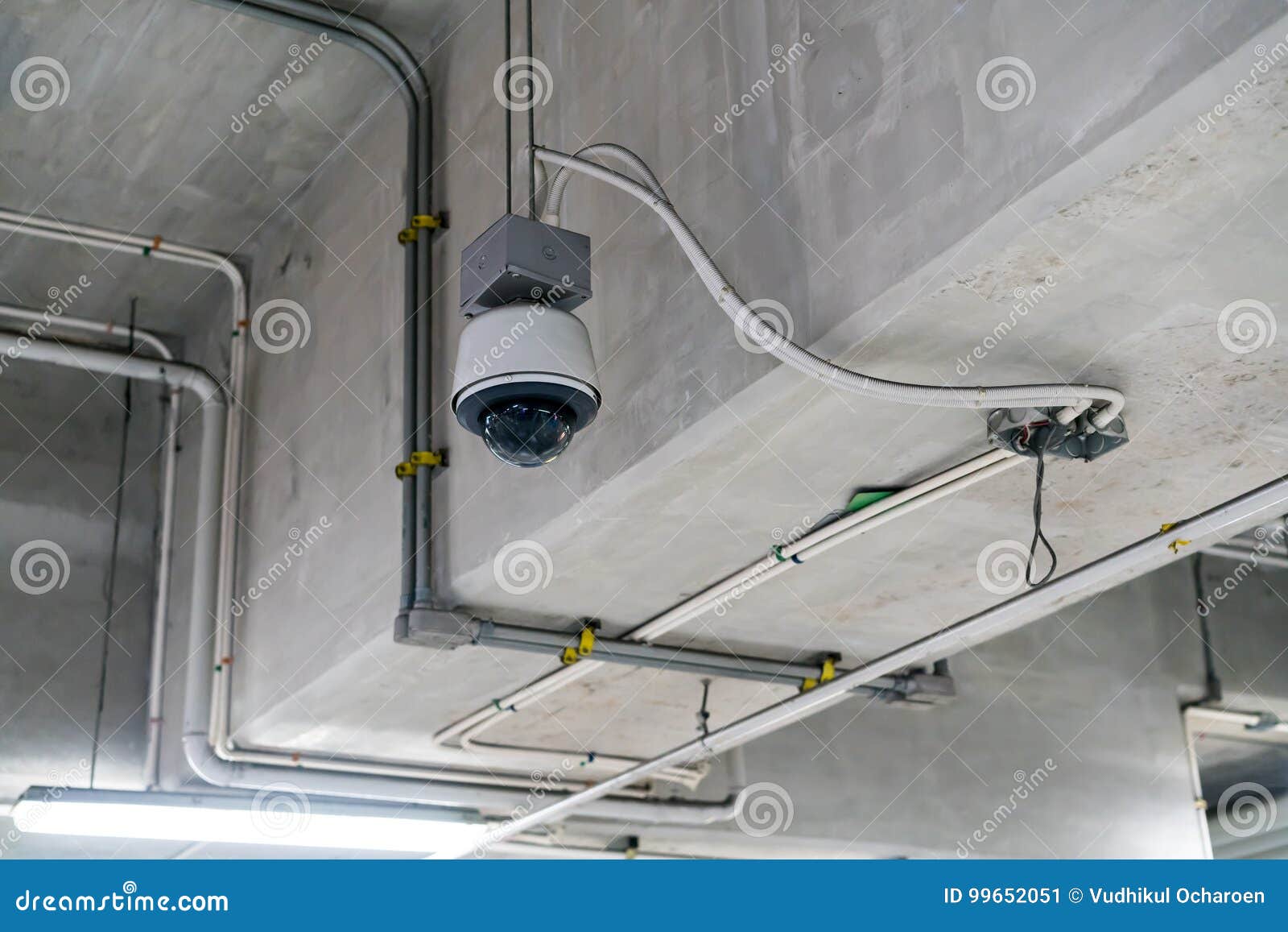 CCTV Security Camera Installed on Ceiling Building. Stock Image - Image ...