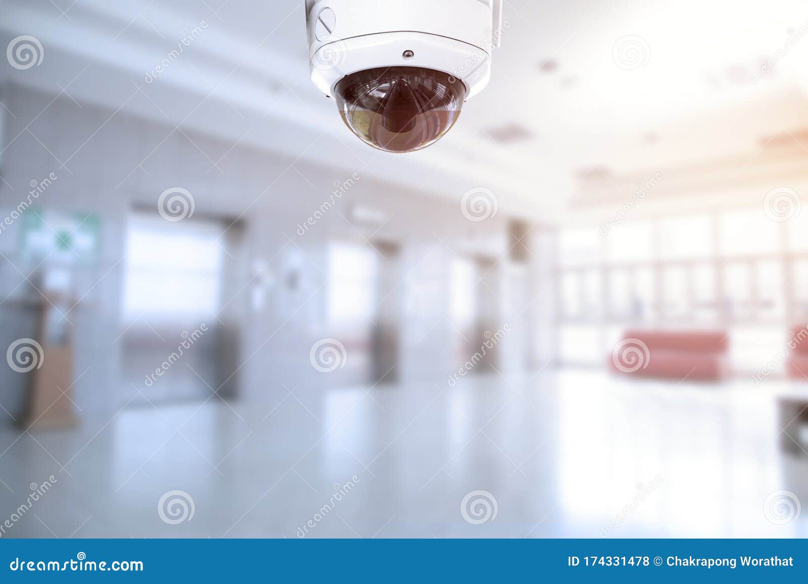 CCTV Security Camera with Office Building Elevator Doors in Modern ...