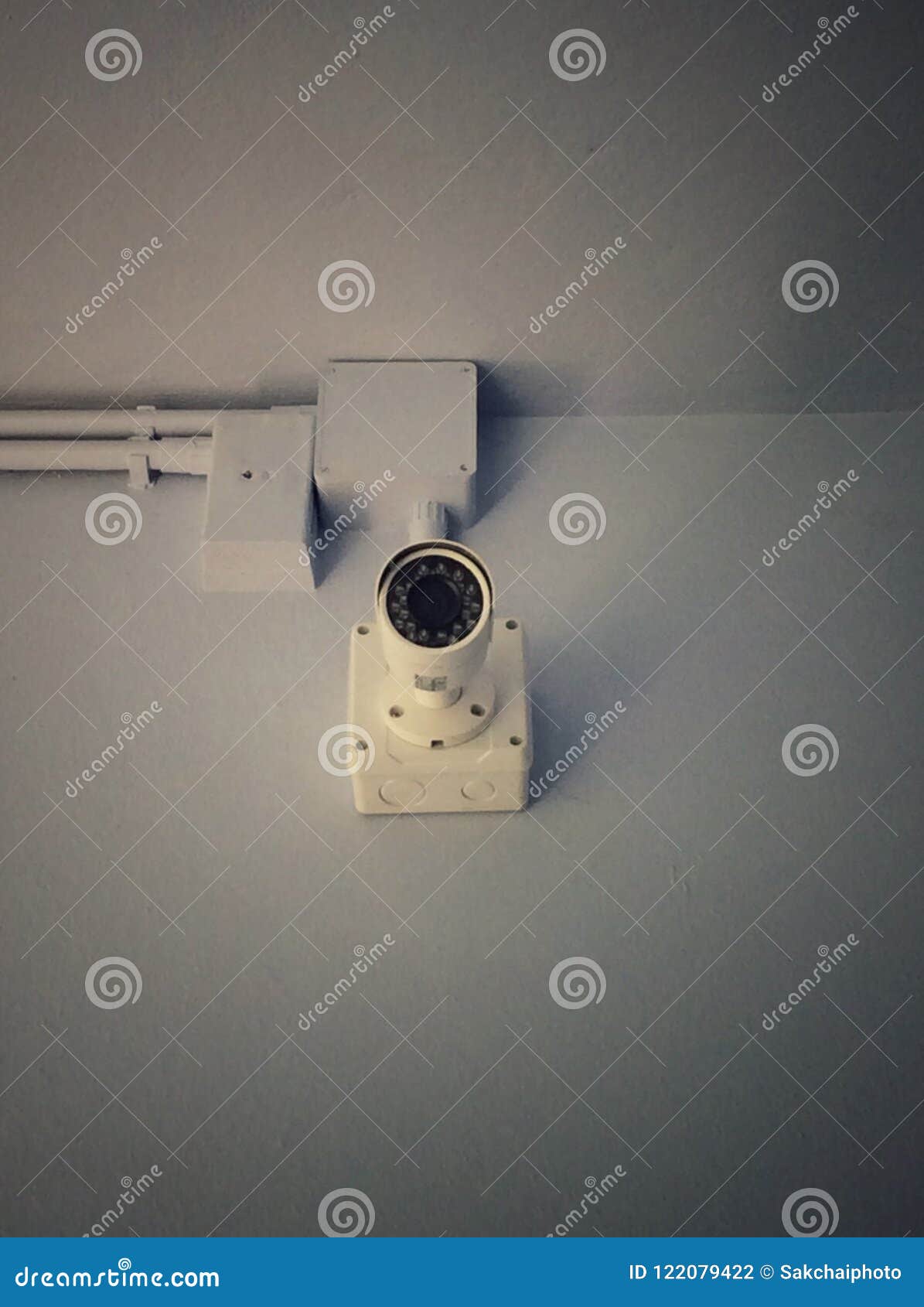 CCTV Security Camera on Old Wall with Vintage Tone Stock Photo - Image ...