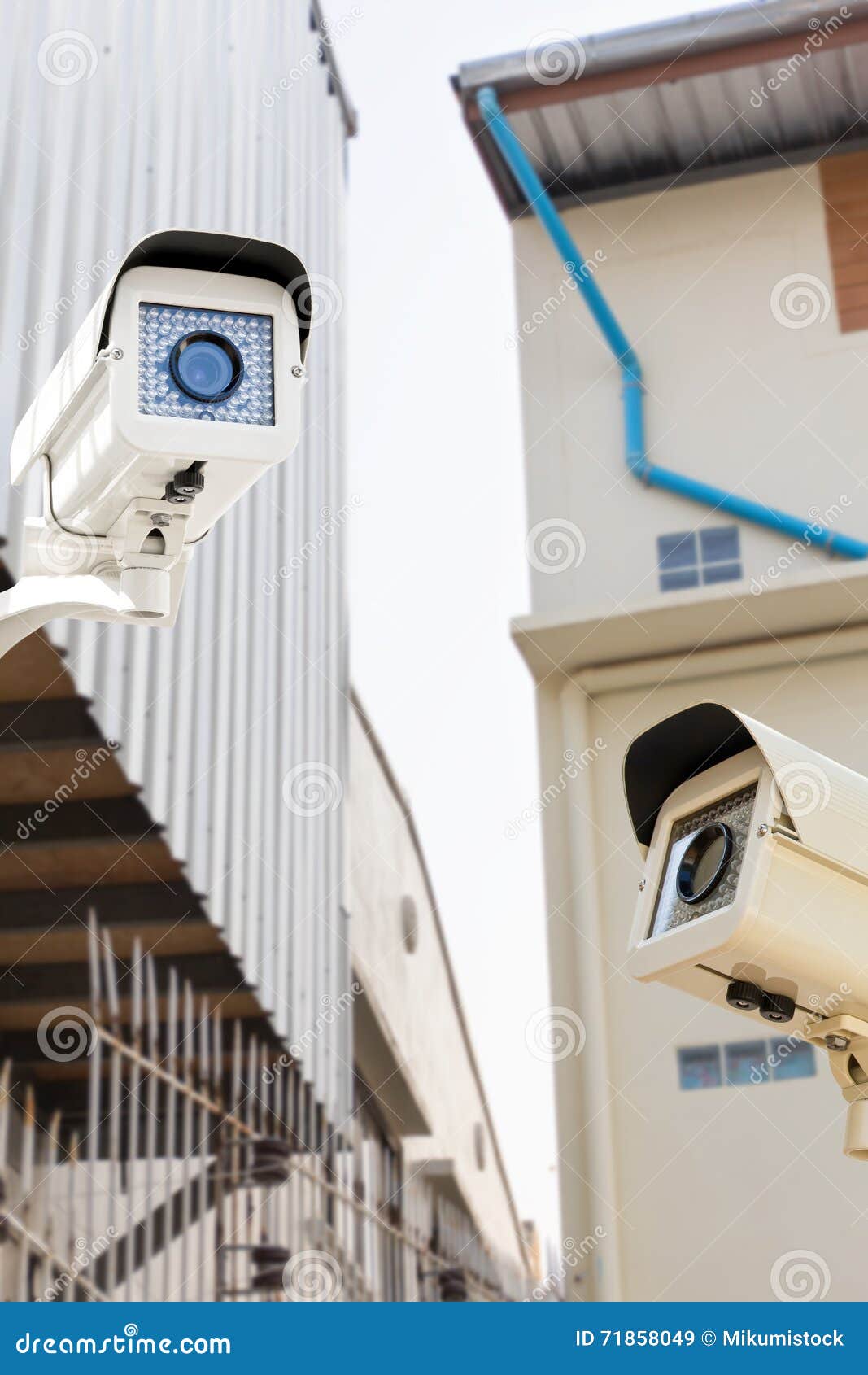 The CCTV Security Camera Operating on Backyard Roofing House Stock ...