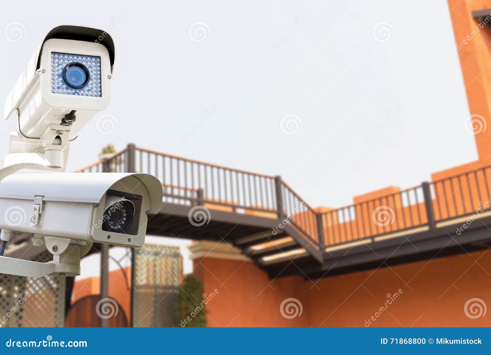 CCTV Security Camera Operating on Big Wall Classic Castle. Stock Photo ...