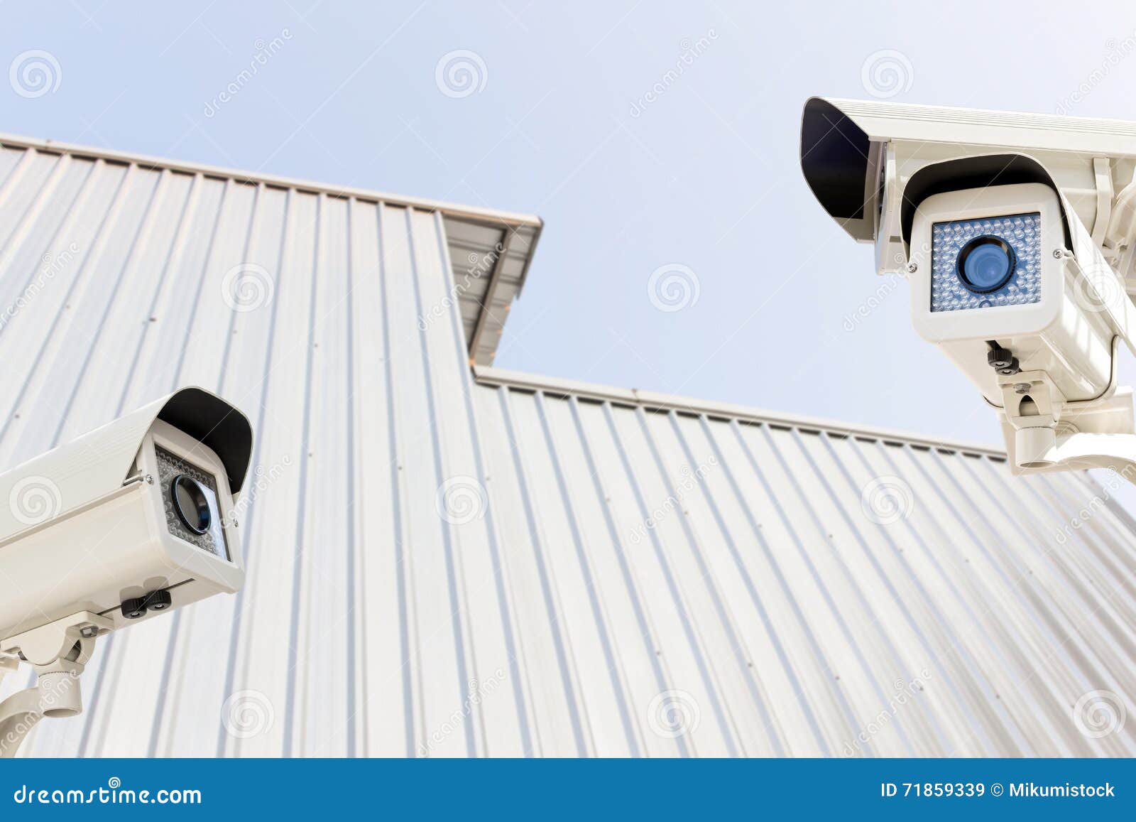 The CCTV Security Camera Operating on Building Roof Aluminum Stock ...