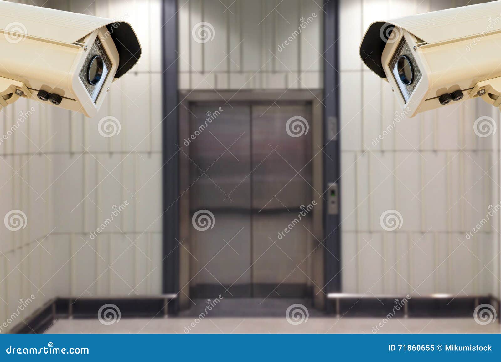 CCTV Security Camera Operating Front Elevator Transport Blur Ba Stock ...