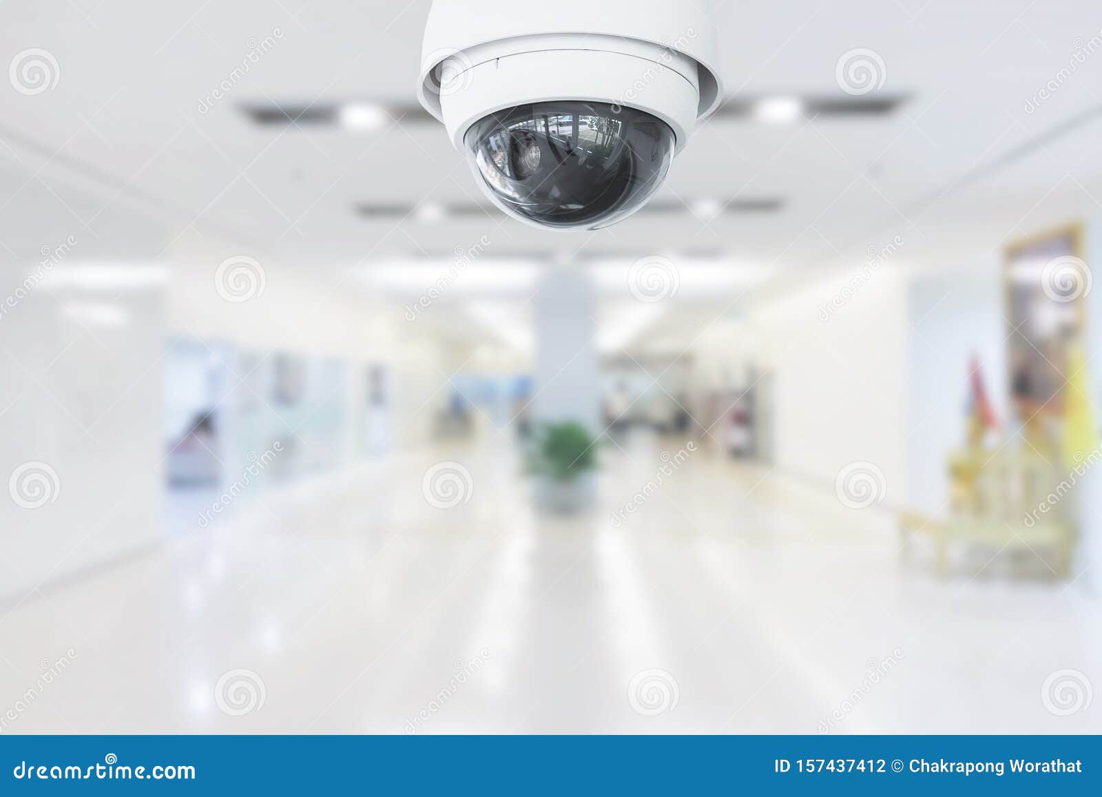CCTV Security Camera Operating in Hospital on Blur Background Stock ...