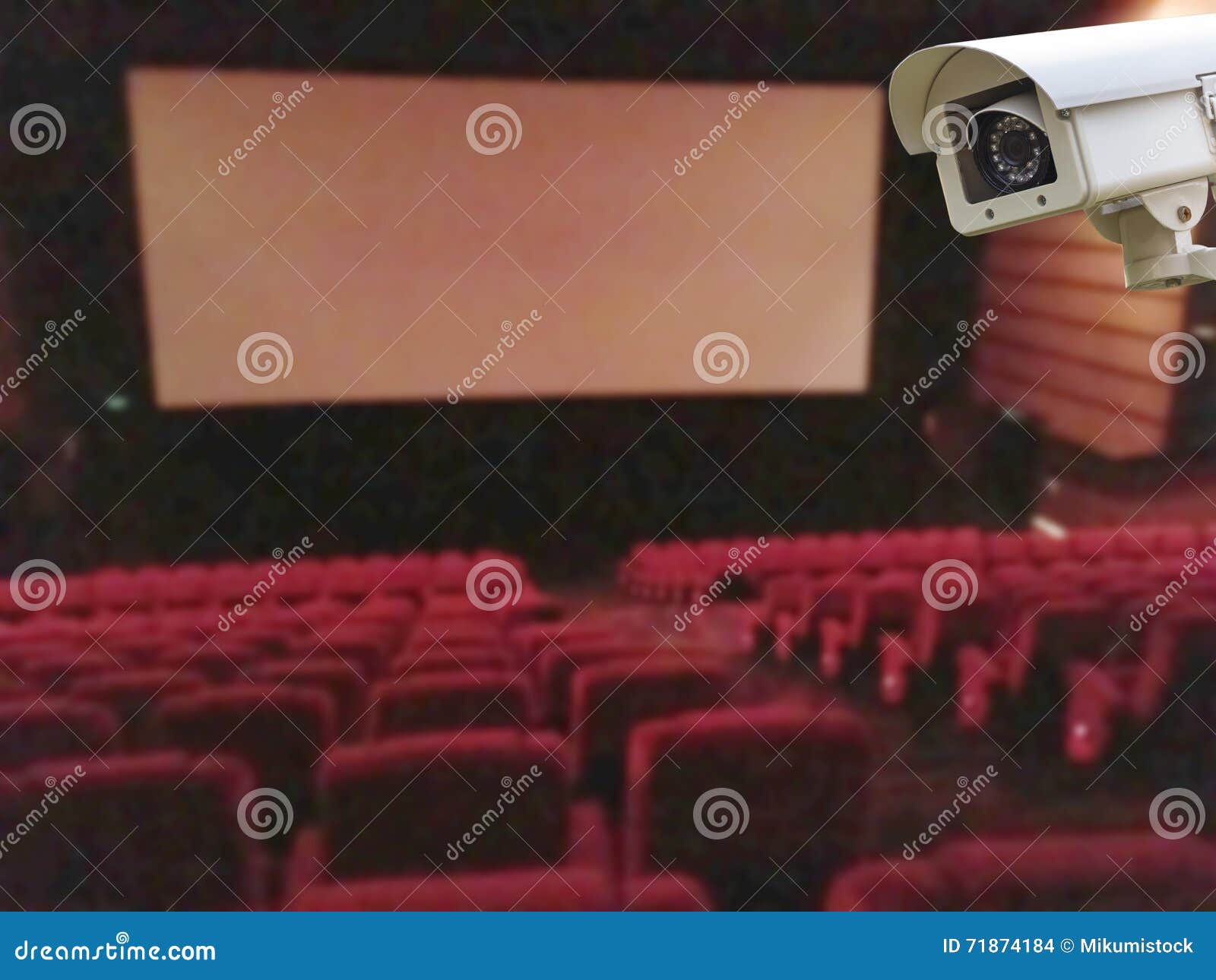 CCTV Security Camera Operating in Seat for Cinema. Stock Photo - Image ...