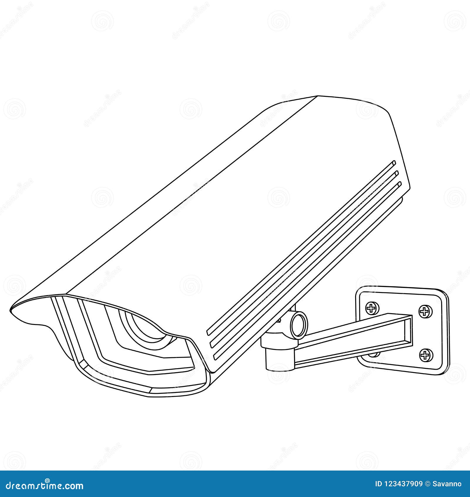 CCTV Security Camera. Outline Drawing Stock Vector - Illustration of ...