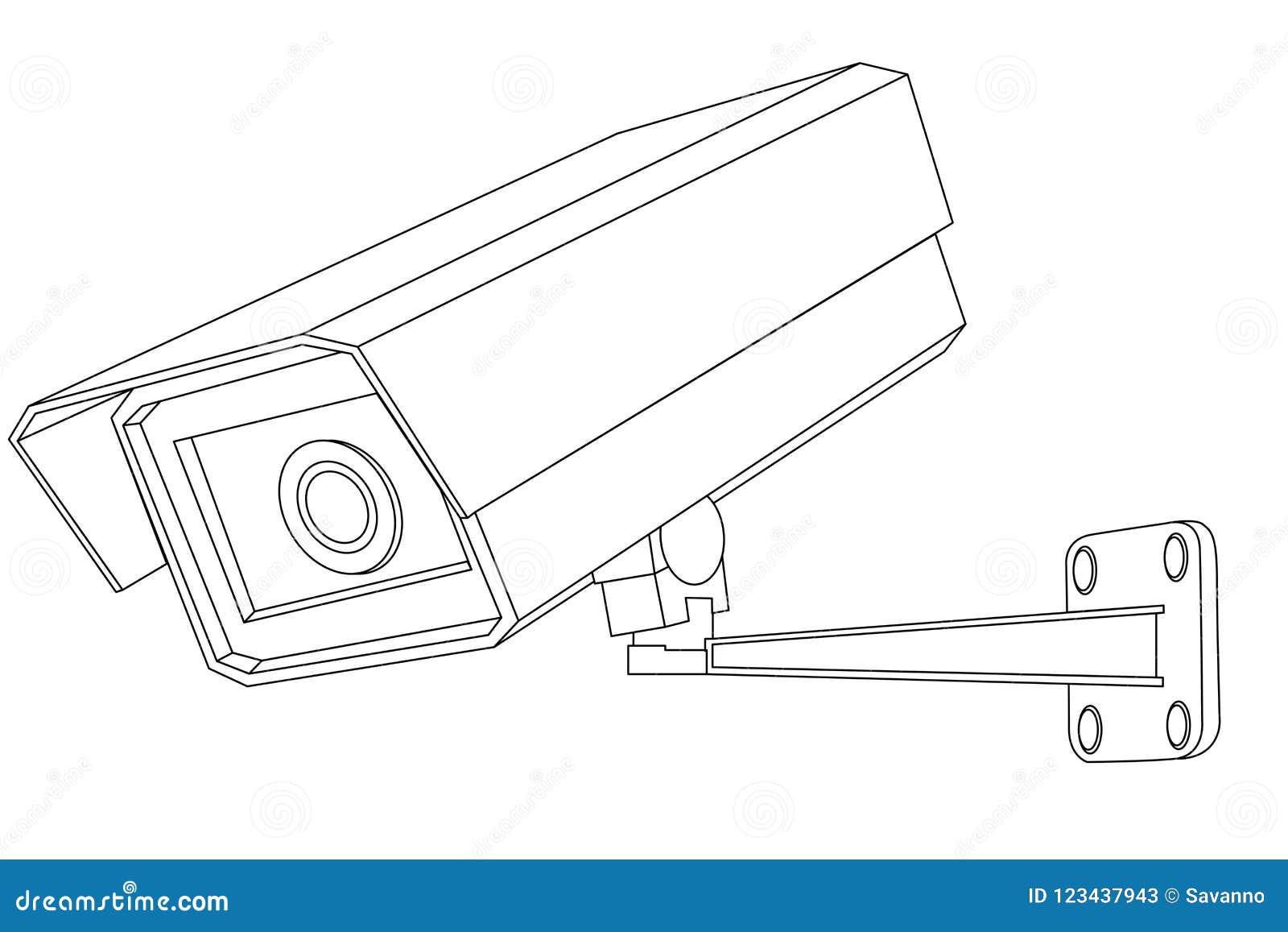CCTV Security Camera. Outline Drawing Stock Vector - Illustration of ...
