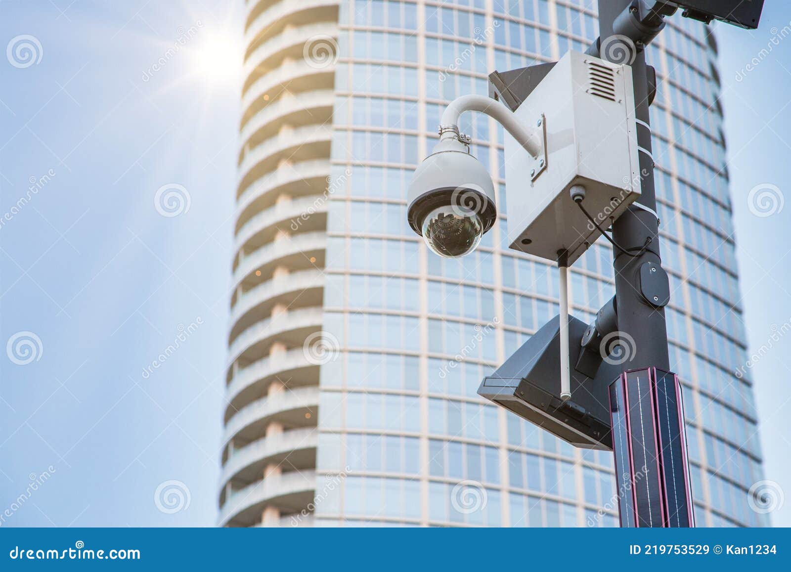 CCTV Security Camera in Public Space in Urban Area Stock Image - Image ...